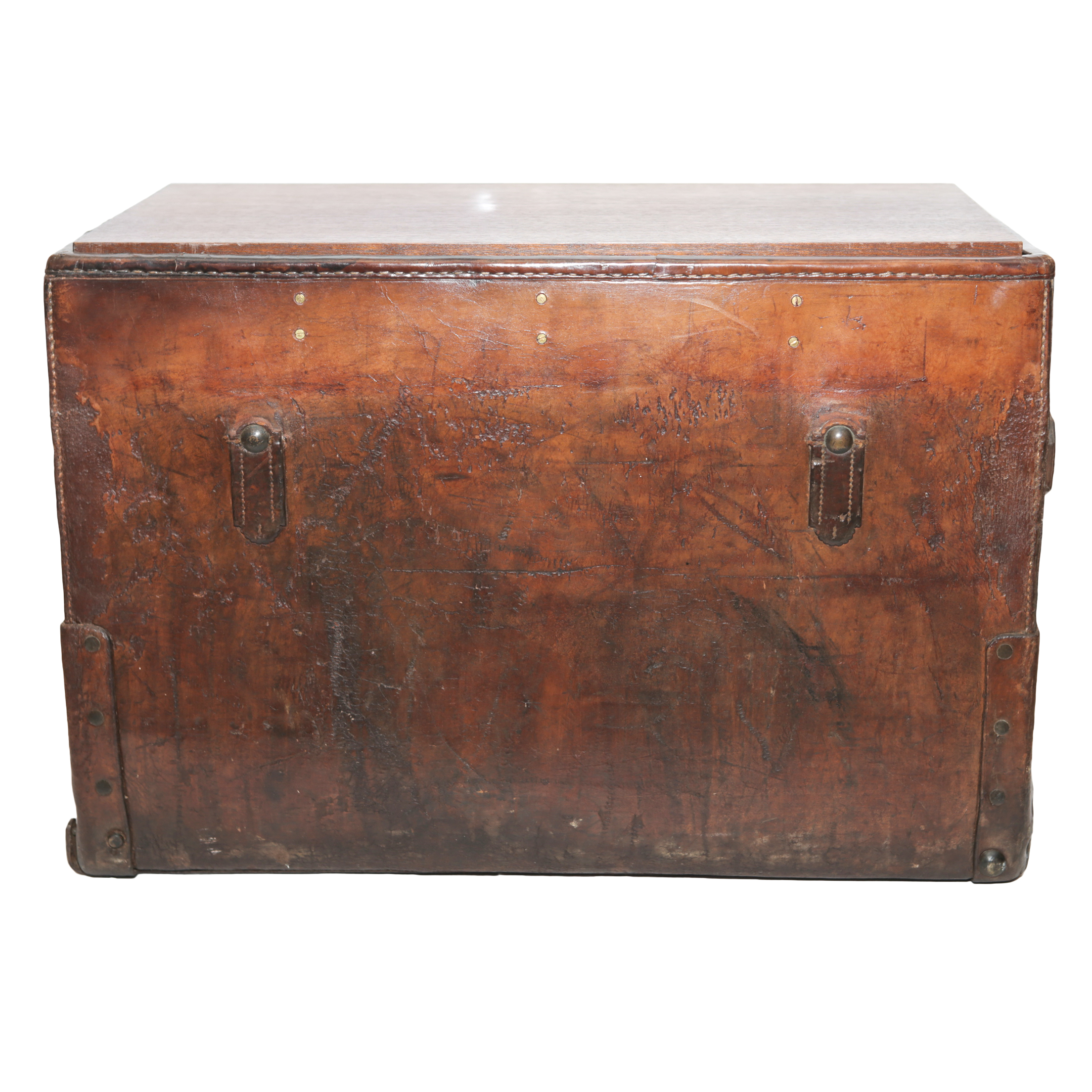 Antique Mahogany and Leather Chest | EBTH