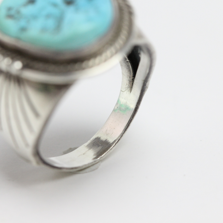 Apache Sterling Silver Kingman Turquoise Ring by Vergie Edwards | EBTH
