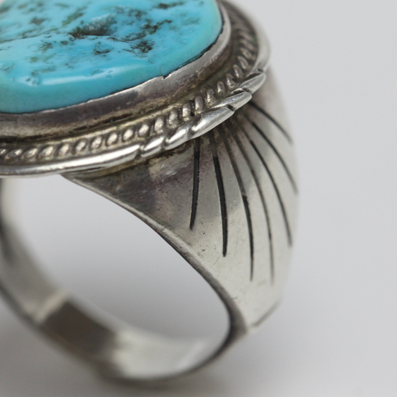 Apache Sterling Silver Kingman Turquoise Ring by Vergie Edwards | EBTH