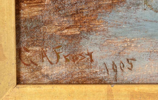 George Albert Frost Antique Original Oil on Canvas "A New England ...