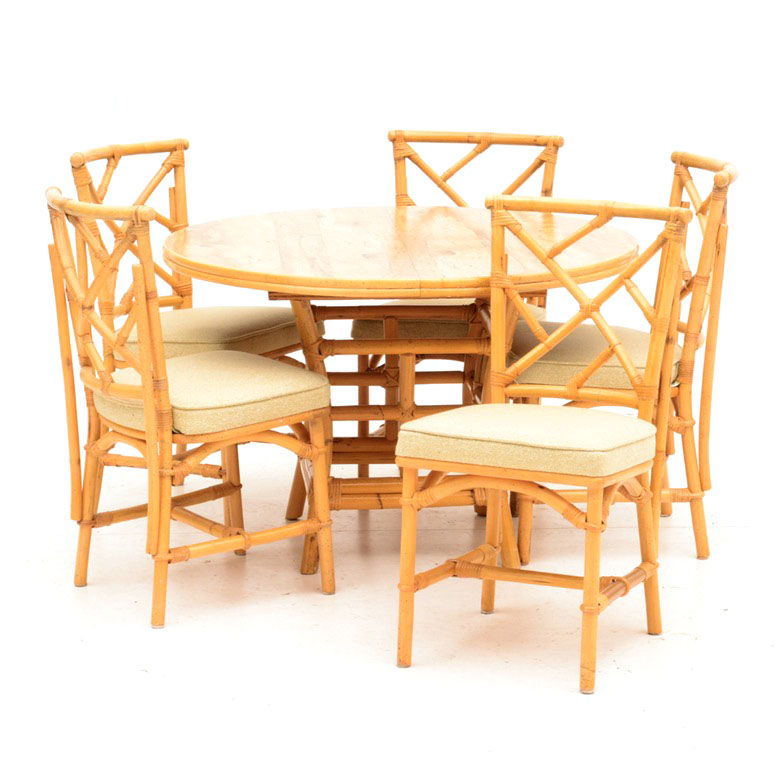 Circular Extendable Rattan Dining Table and Chairs | Everything But The ...