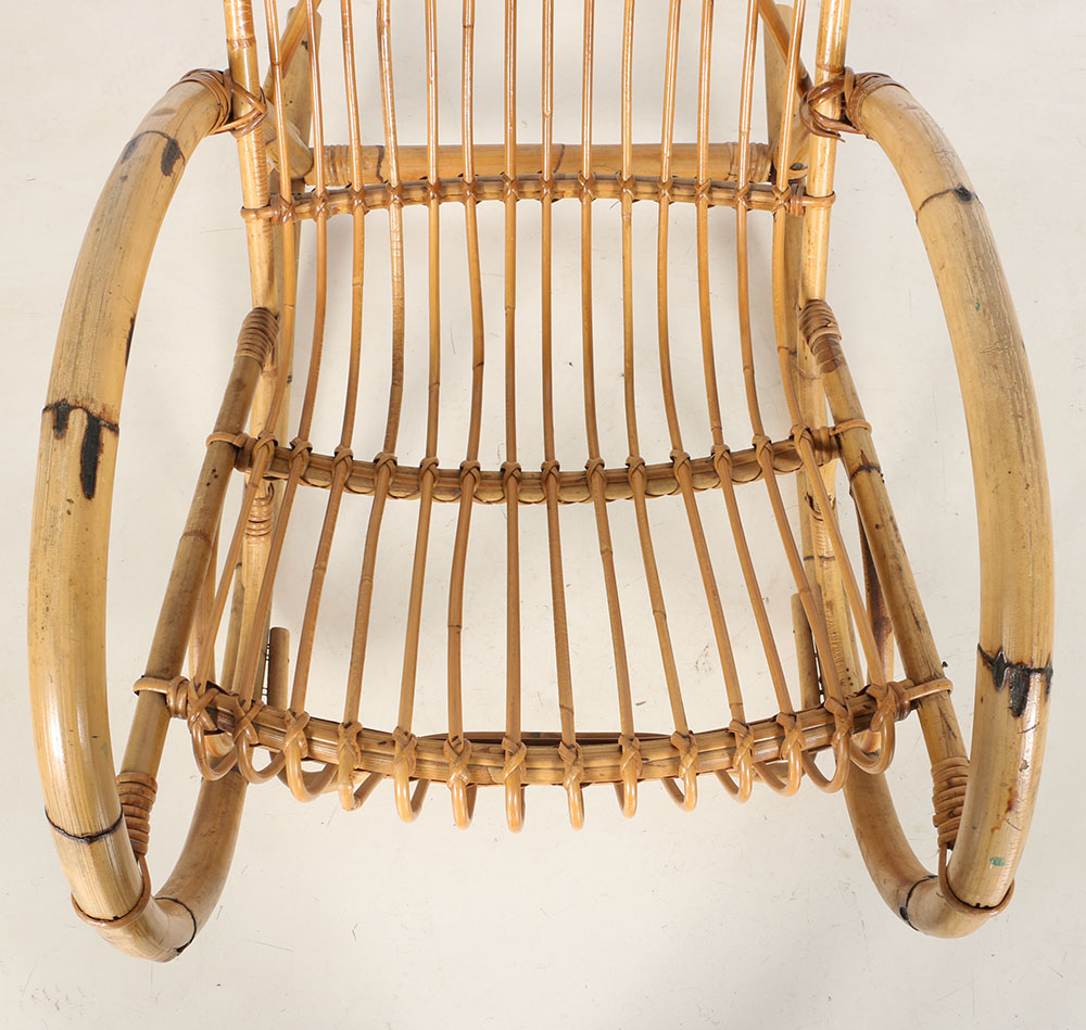 Franco Albini Style Rattan Rocking Chair | EBTH