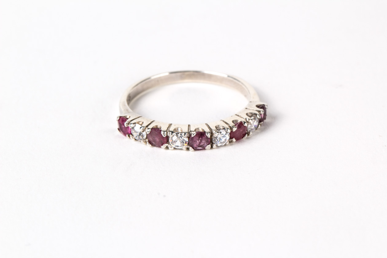 Pair of Sterling Silver, Emerald, and Ruby Rings | EBTH