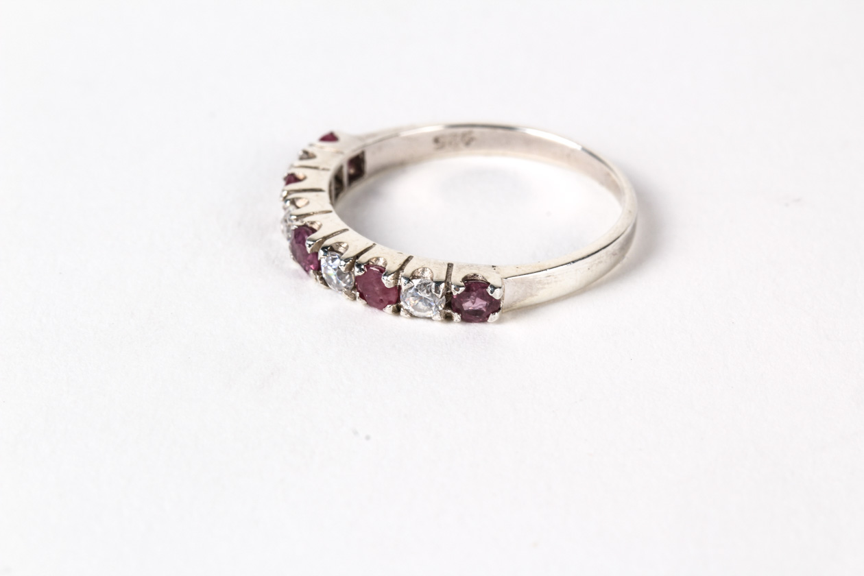 Pair of Sterling Silver, Emerald, and Ruby Rings | EBTH