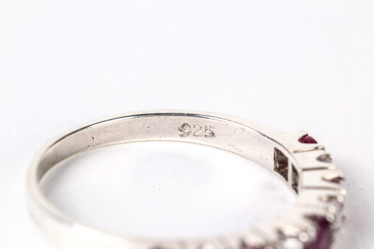 Pair of Sterling Silver, Emerald, and Ruby Rings | EBTH