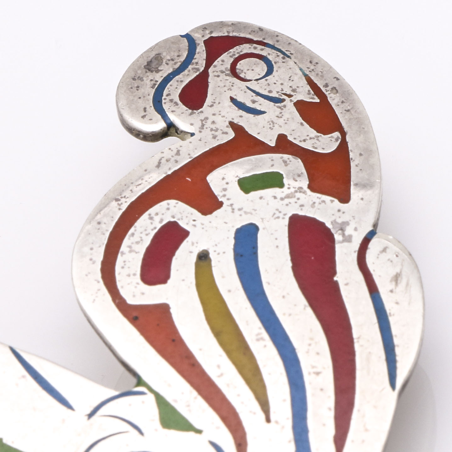 Sterling Silver Enameled Parrot Pin | EBTH