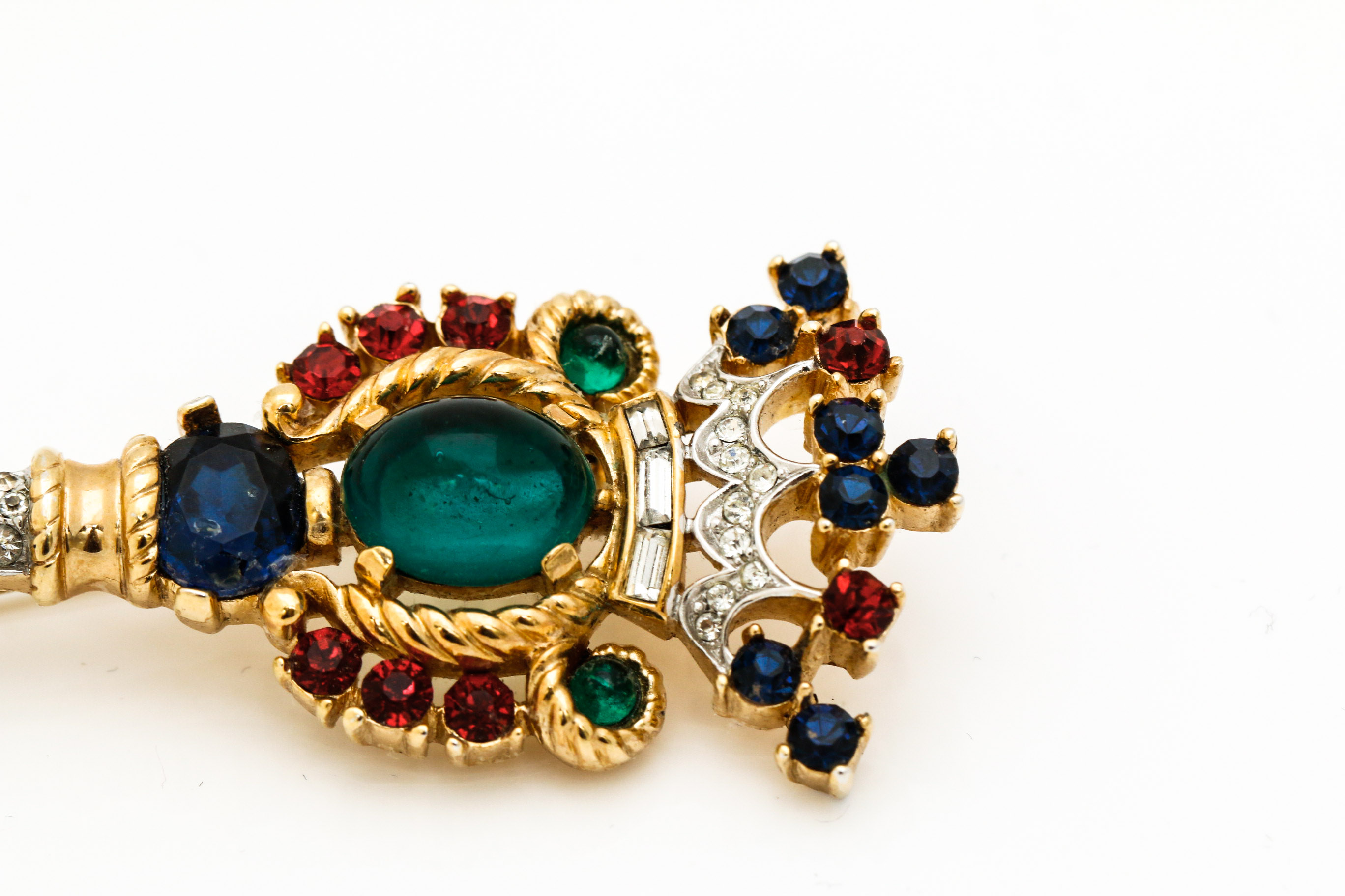 Signed Alfred Phillipe Designed Trifari Glass Cabochon Coronation Crown ...