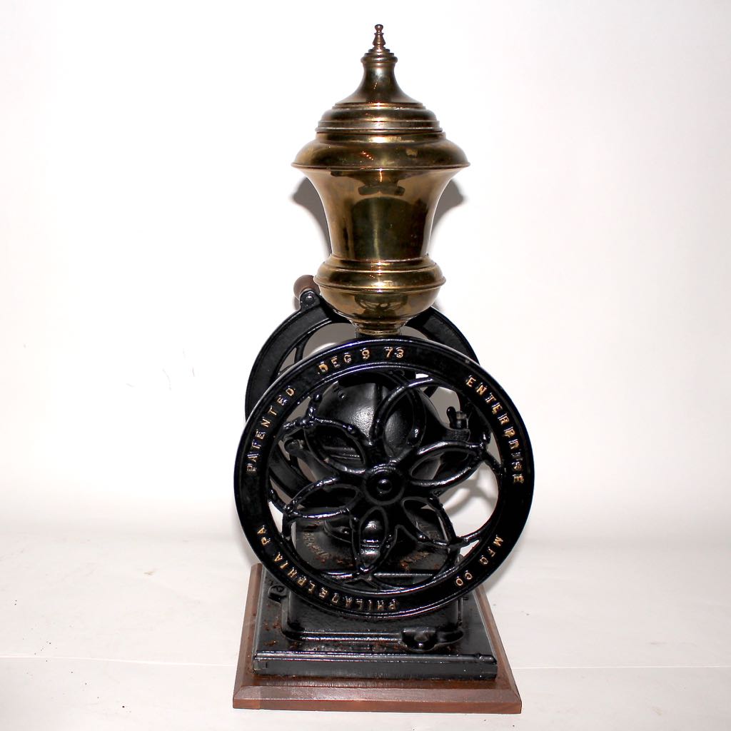 Large Antique 1873 Double Wheel Cast Iron and Copper Coffee Mill | EBTH