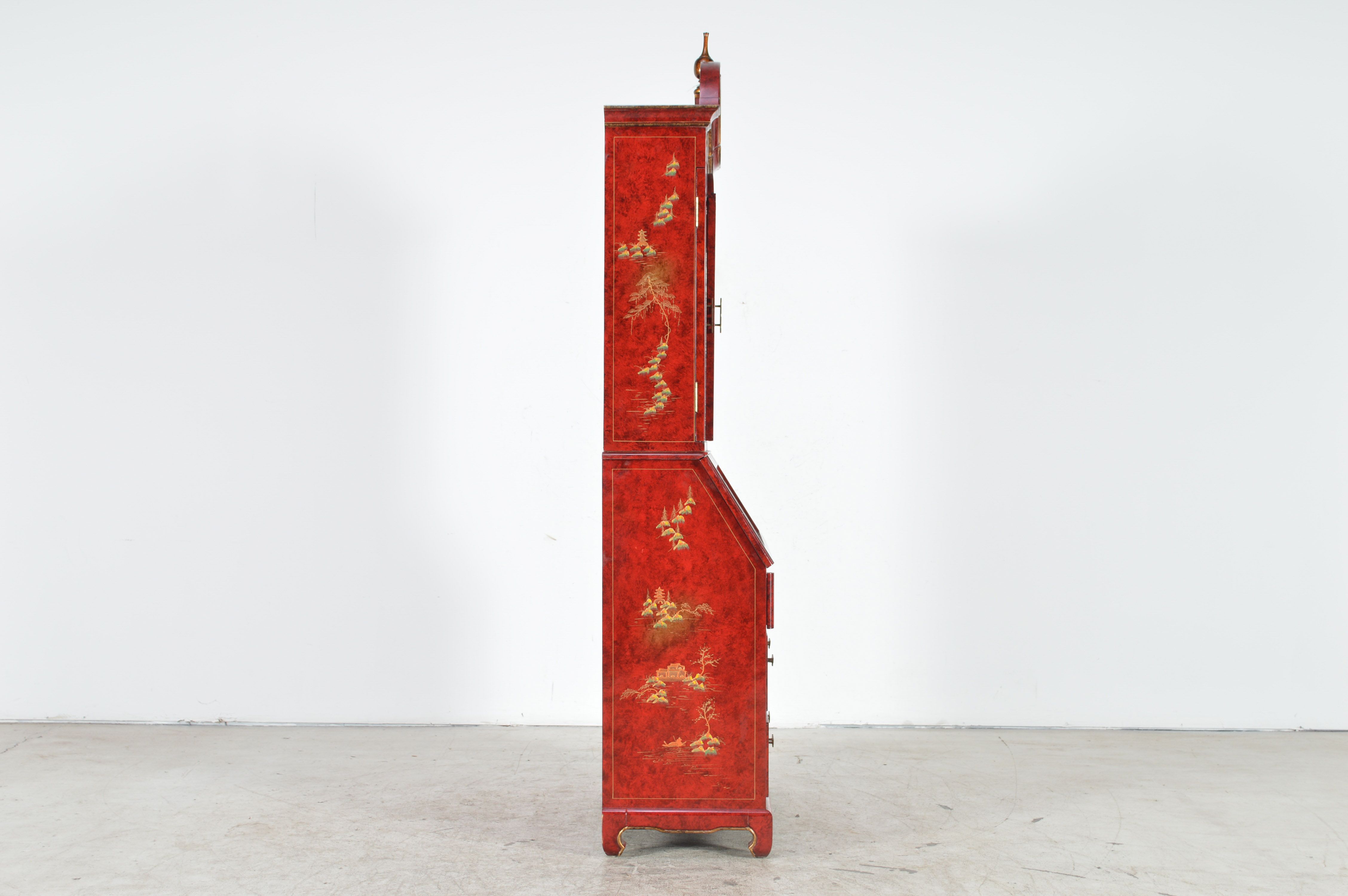 Chinese Inspired Lacquer Secretary Desk with Bookcase | EBTH
