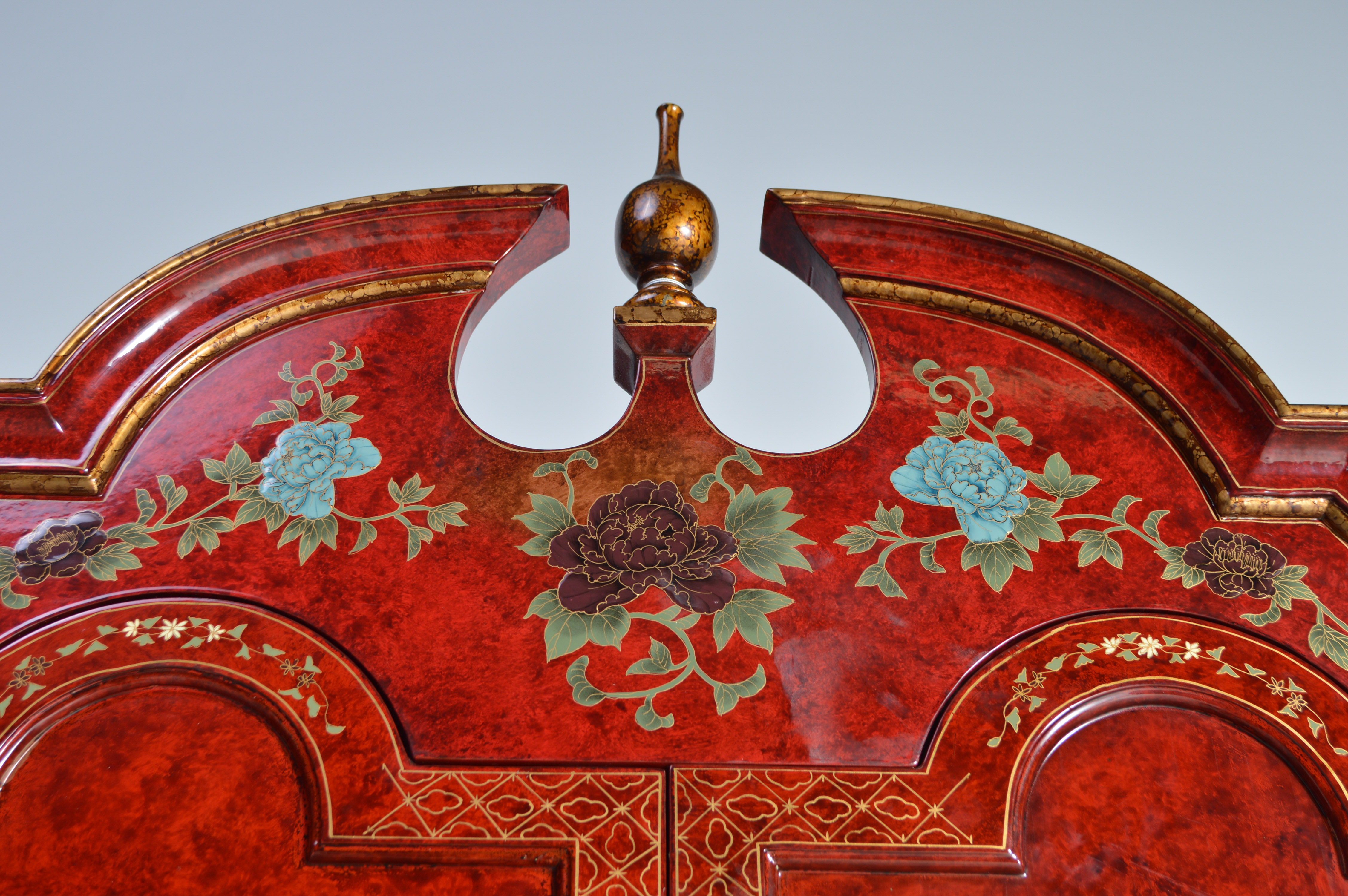 Chinese Inspired Lacquer Secretary Desk with Bookcase | EBTH