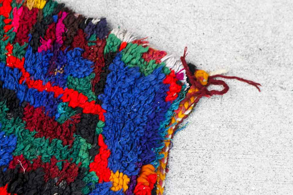 Vintage Handwoven Moroccan Multi-Colored Shag Rug | EBTH