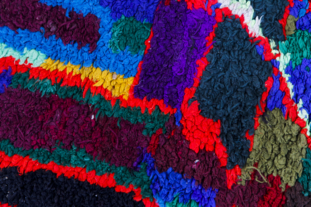 Vintage Handwoven Moroccan Multi-Colored Shag Rug | EBTH