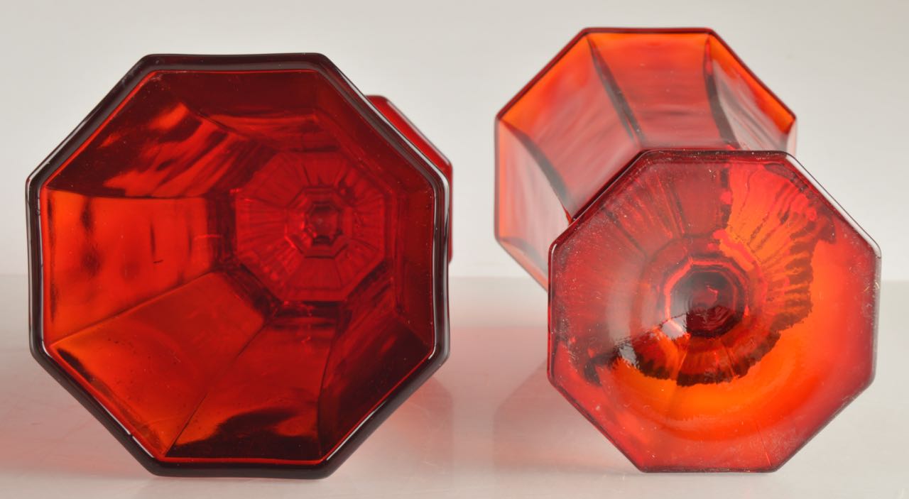 Independence Glass Ruby Red "Octagonal" Iced Tea Glasses | EBTH