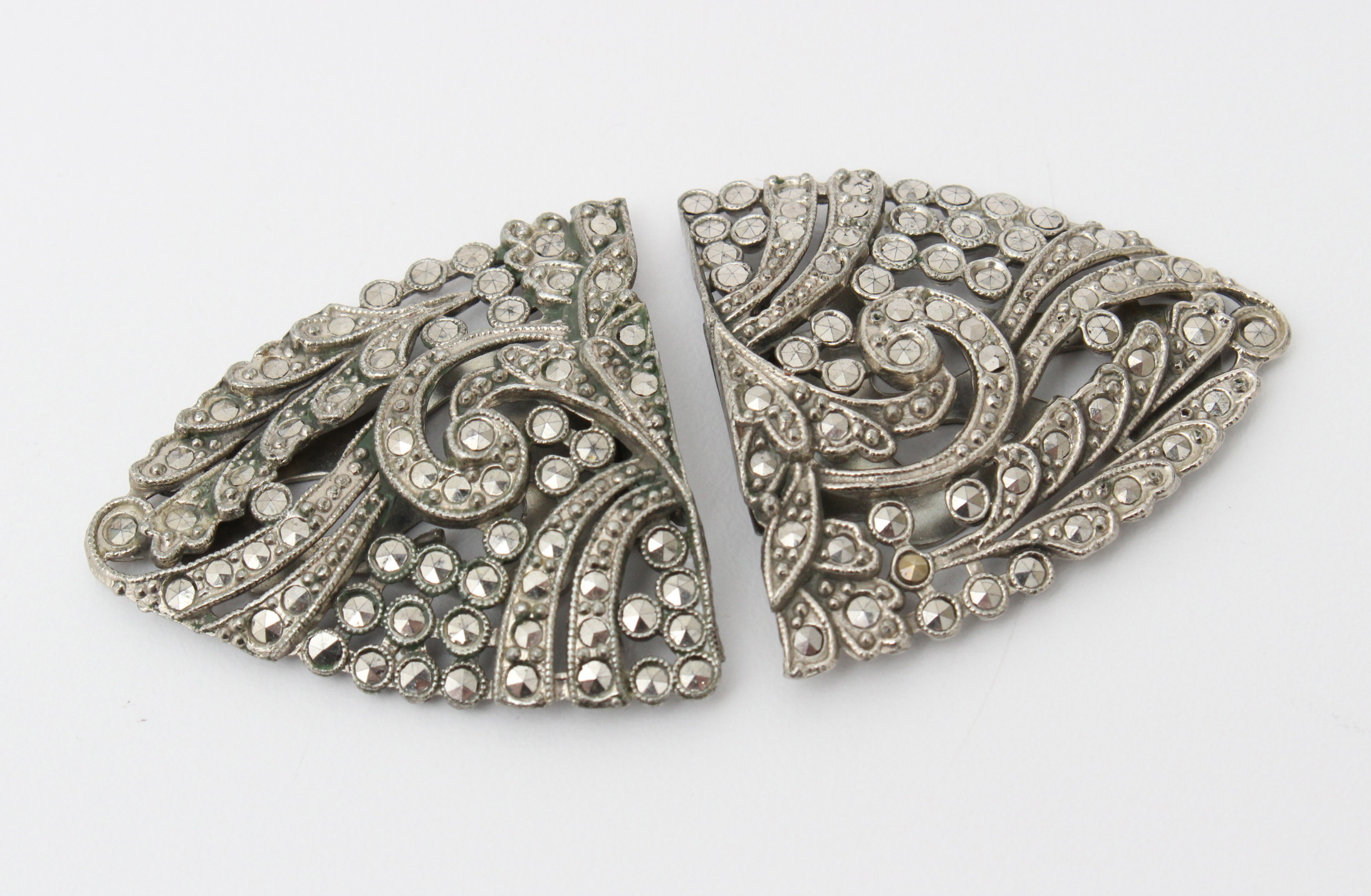 Art Deco Marcasite Gemstone Dress Clips | EBTH