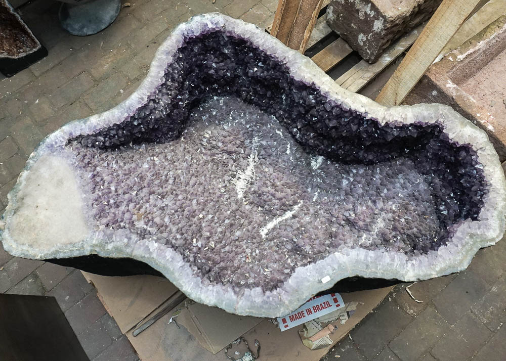 Amethyst Geode Table with Round Glass Top | EBTH