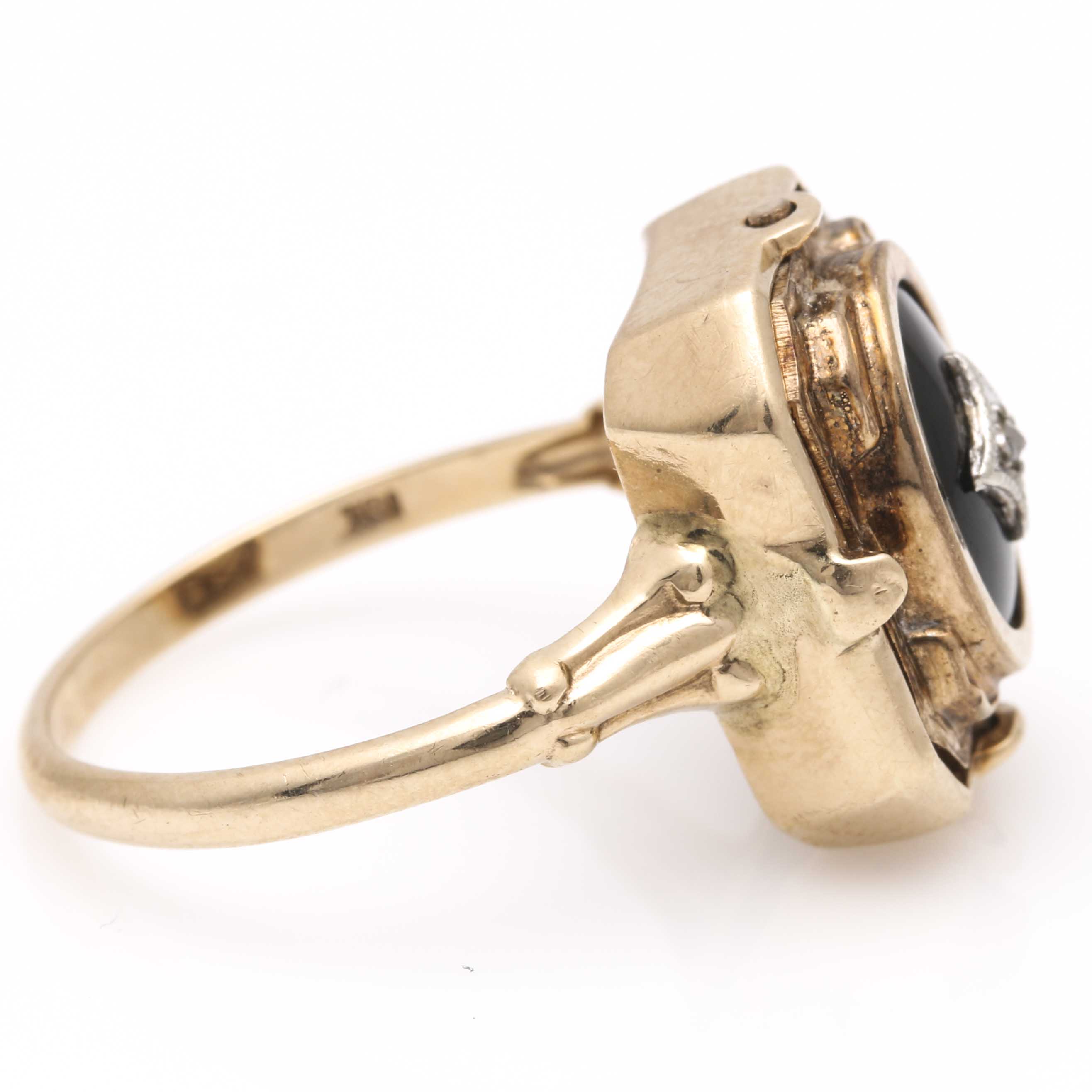 Victorian Revival Shiman Mfg Co. 10K Yellow Gold Reversible Cameo Ring | EBTH