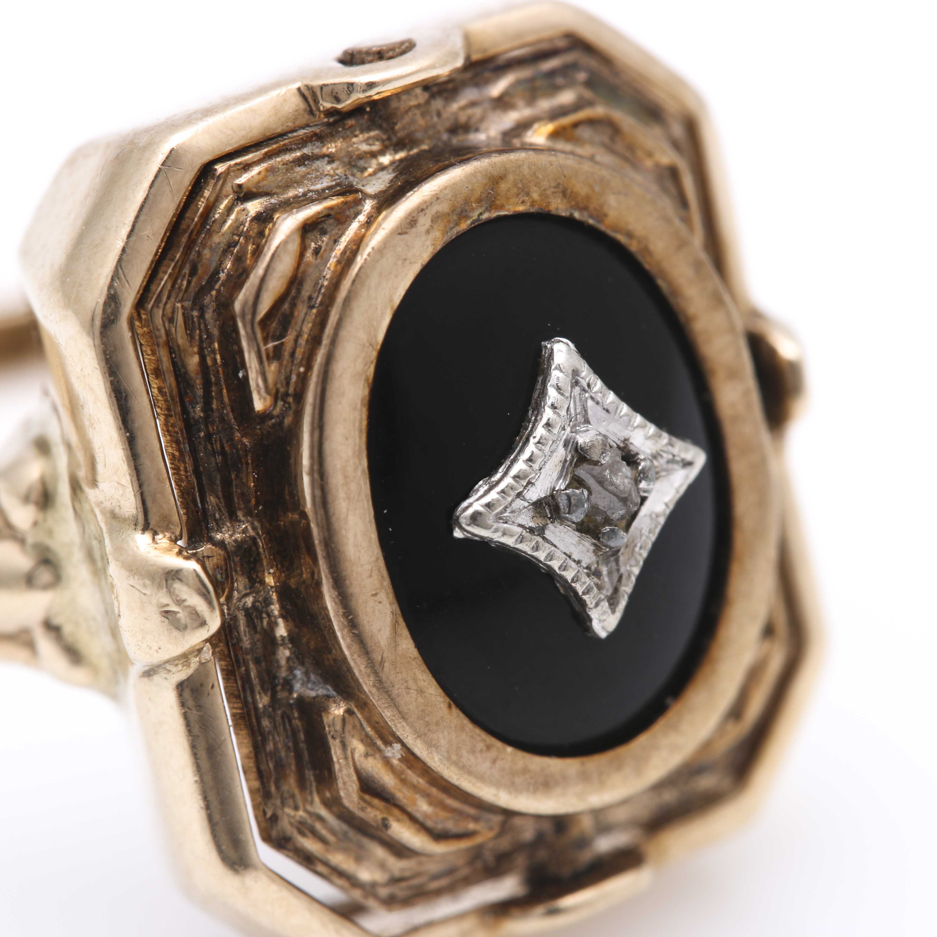 Victorian Revival Shiman Mfg Co. 10K Yellow Gold Reversible Cameo Ring ...