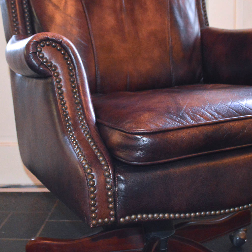 Executive Leather Wingback Office Chair | EBTH