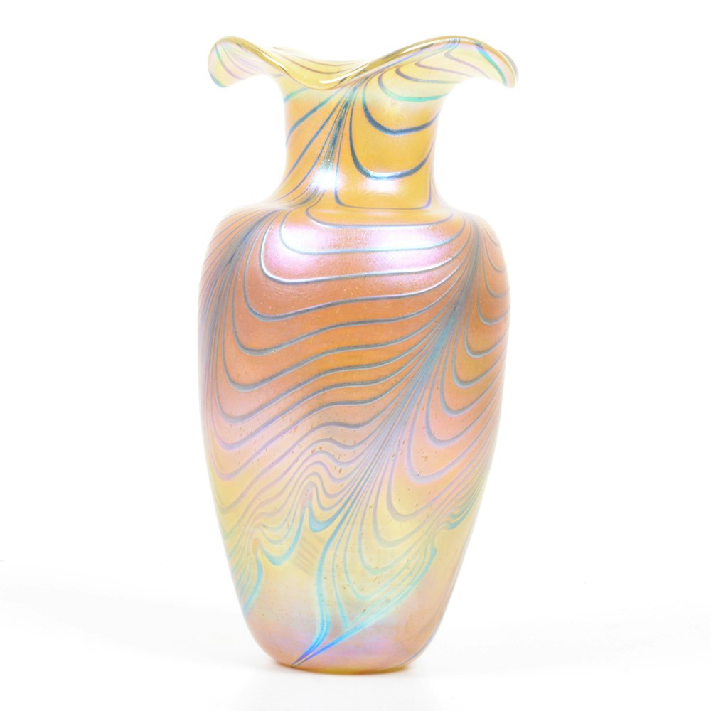 Signed Robert Held Art Glass Vase Ebth