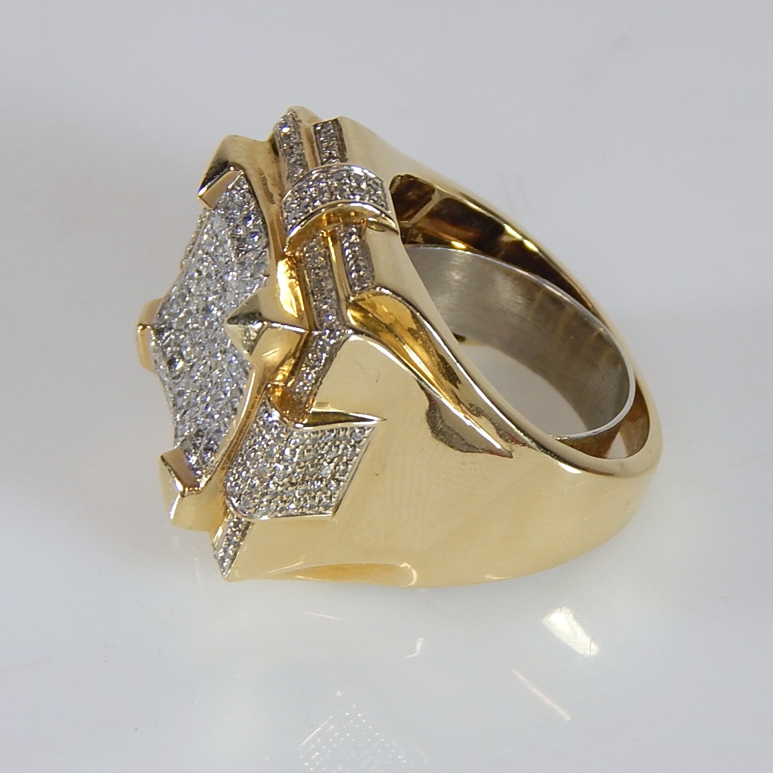 14K Yellow Gold Mens Large Diamond Ring | EBTH