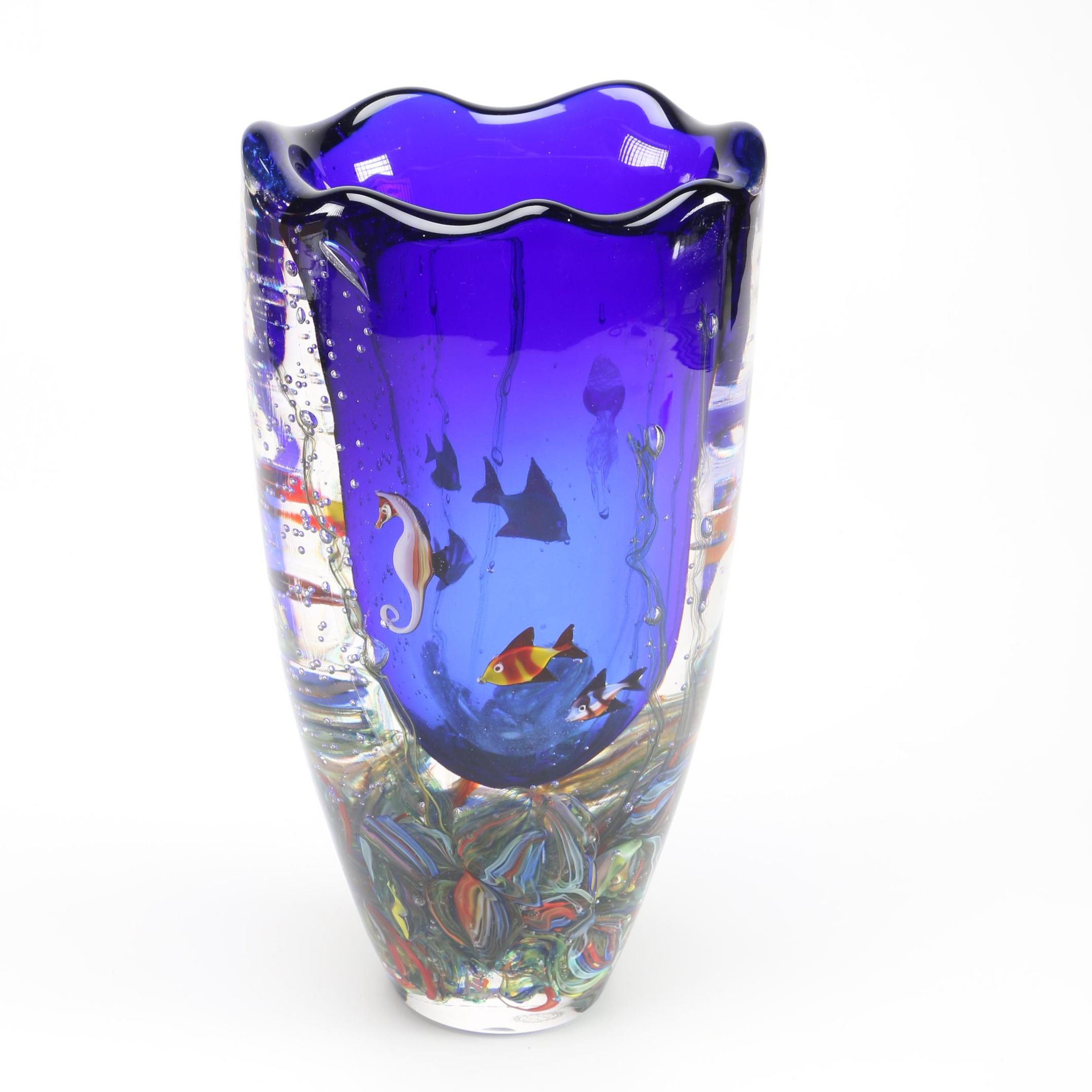 Signed Murano Glass Sea Life Vase | Everything But The House