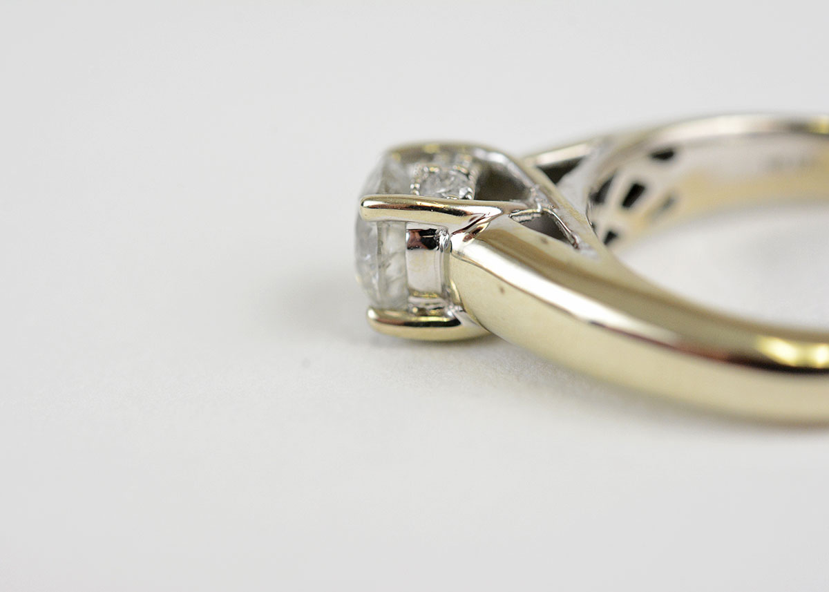 14K White Gold Diamond Ring with Diamond Trellis Setting | Everything ...