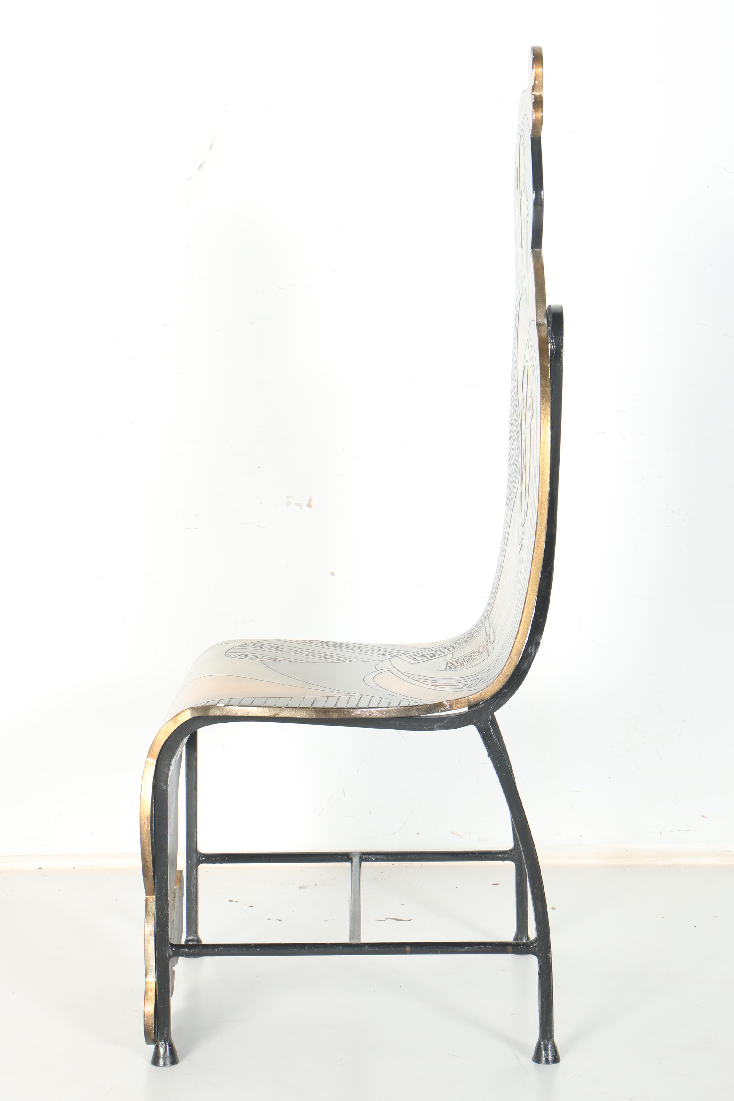 Original Metal Work Chair in Cubist Style | EBTH