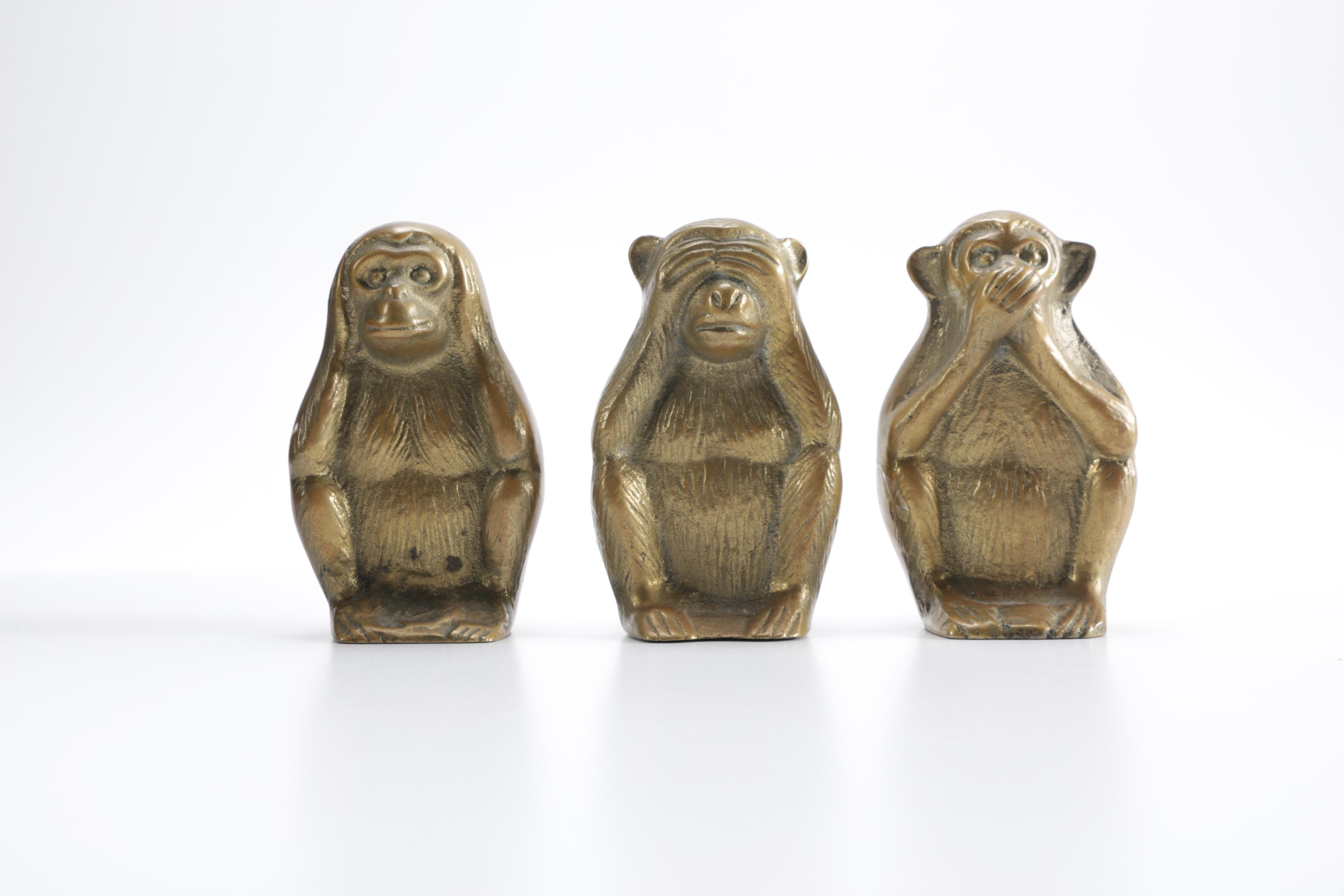 Brass Three Wise Monkeys Figurines | EBTH