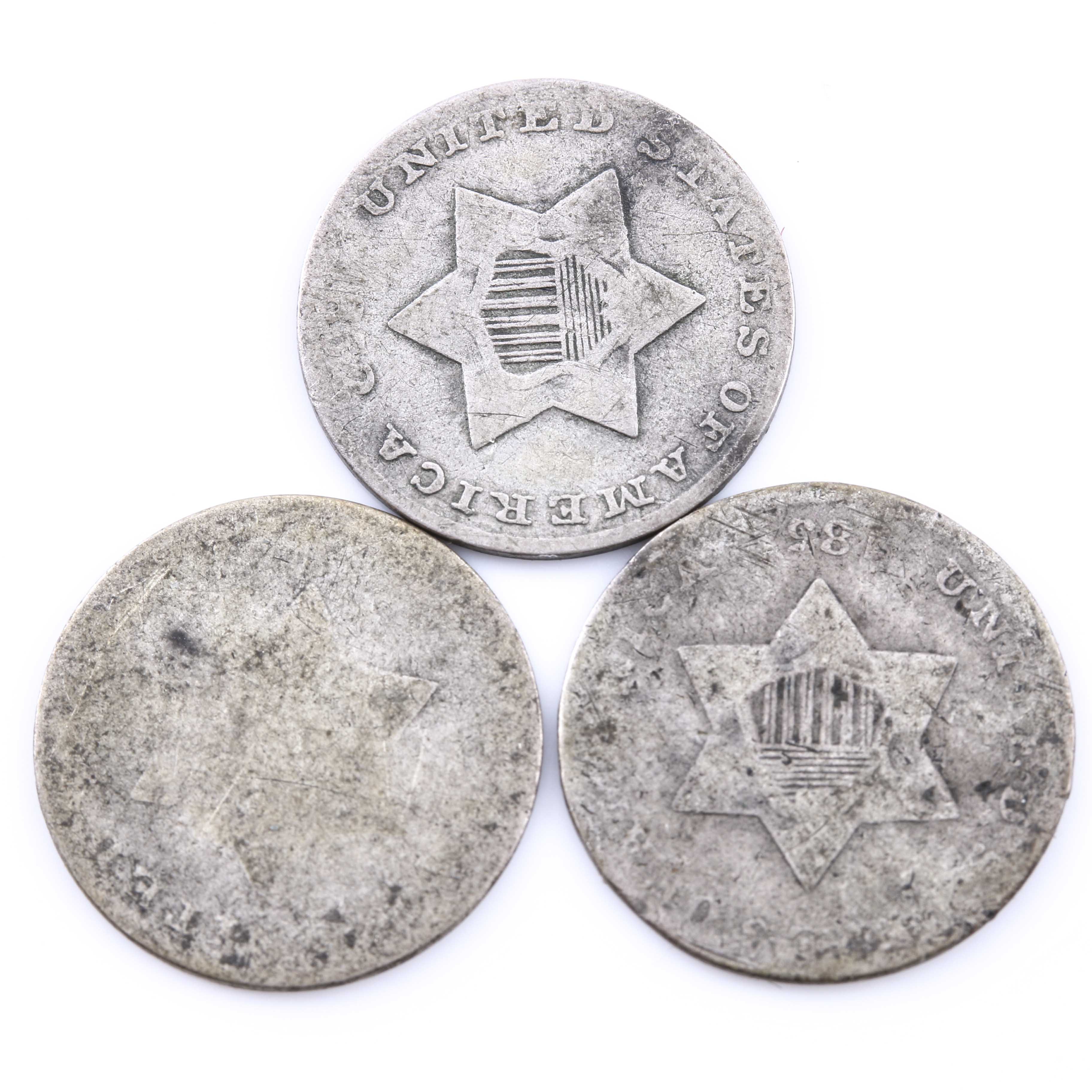 Group of 3 Silver Three Cent Coins | EBTH