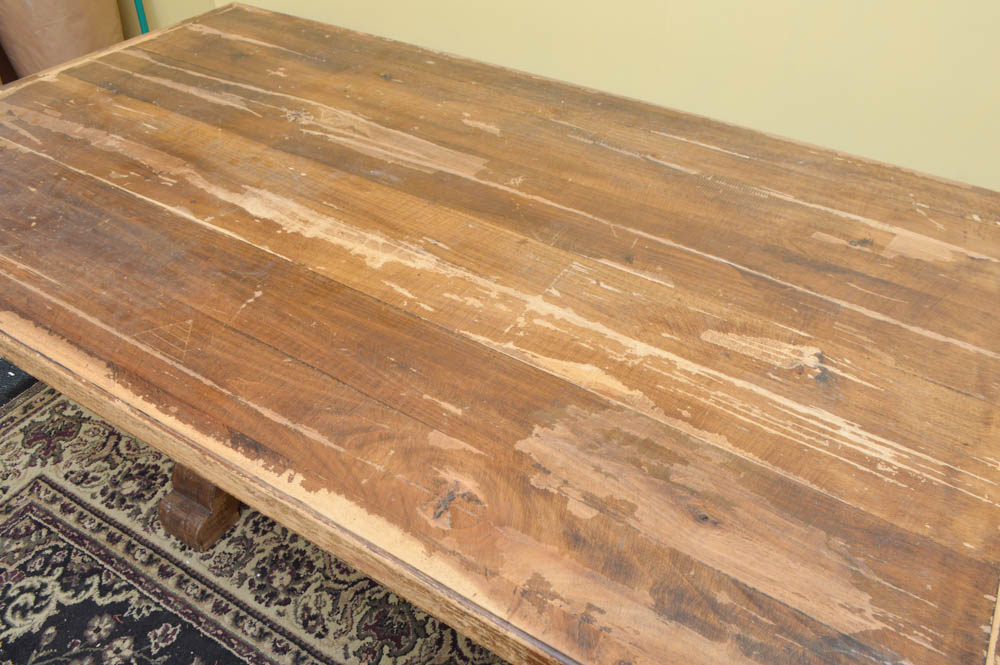 Rustic Hickory Trestle Base Dining Table | EBTH