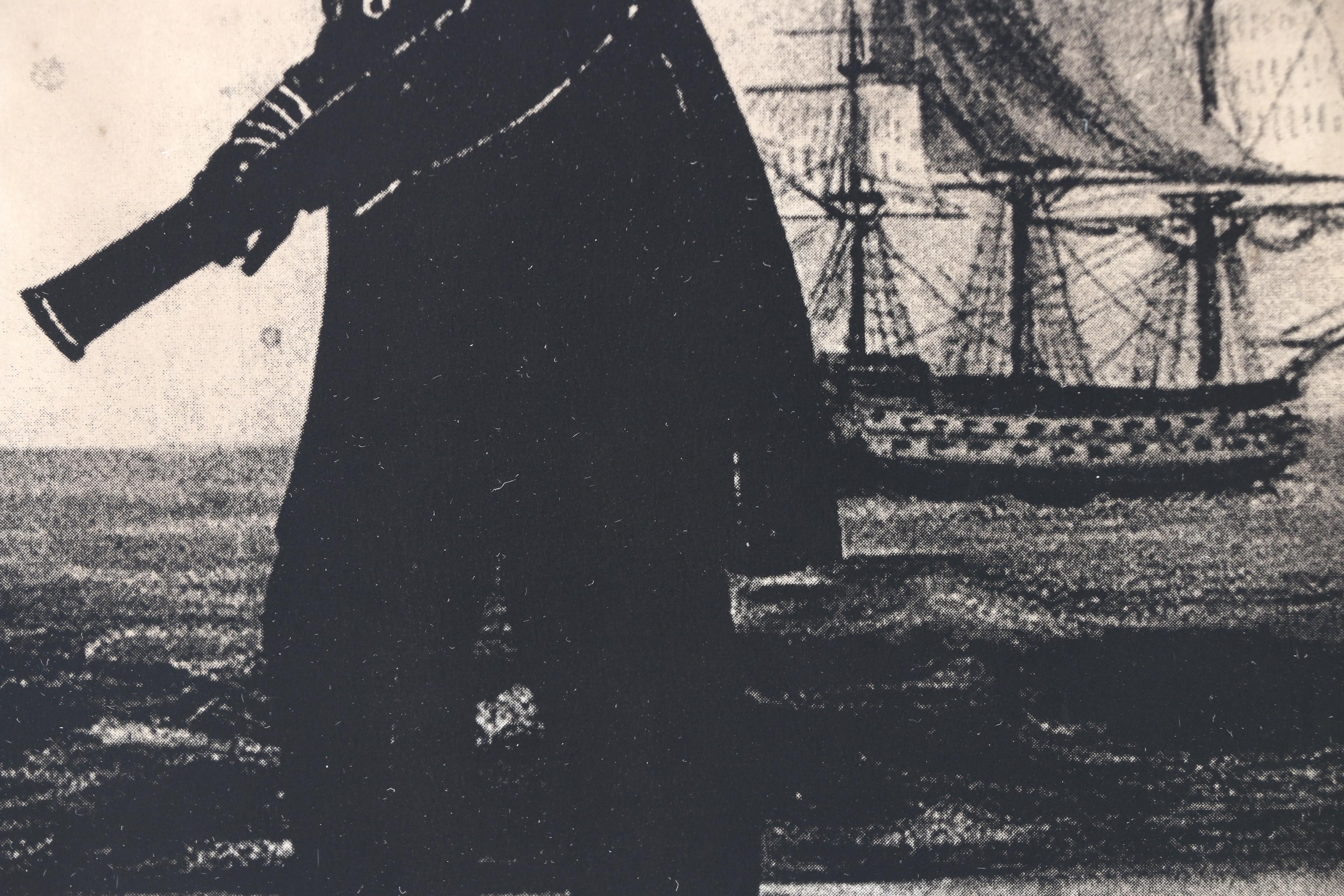 Halftone Maritime Silhouette Prints "Captain With Telescope" and ...
