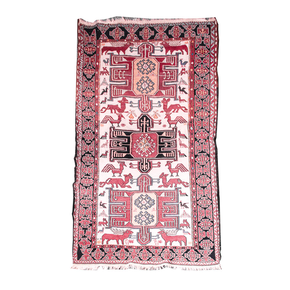 Handwoven Khamseh Pictorial Soumak Rug | EBTH