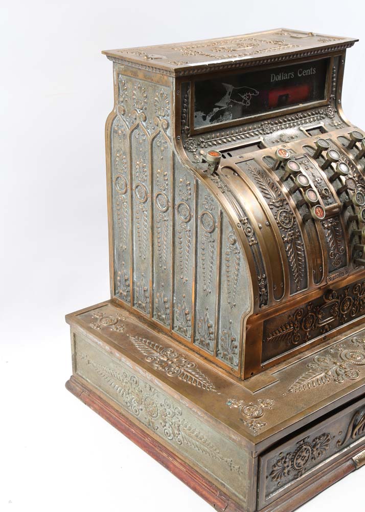Circa 1908 Antique National Brass Cash Register | Everything But The House