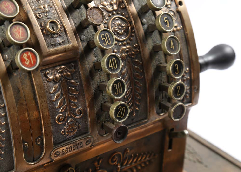 Circa 1908 Antique National Brass Cash Register | Everything But The House