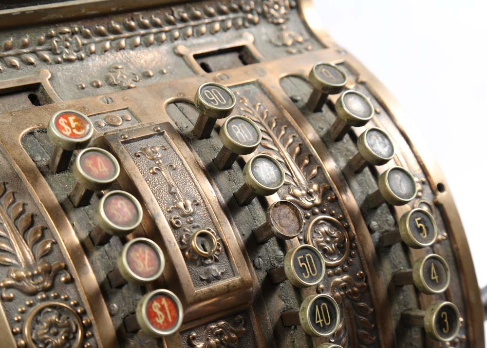 Circa 1908 Antique National Brass Cash Register | Everything But The House