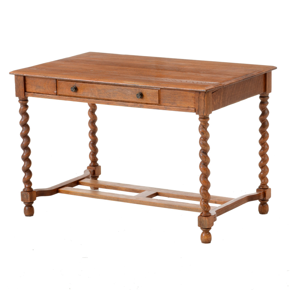 Oak Barley-Twist Leg Library Table | EBTH