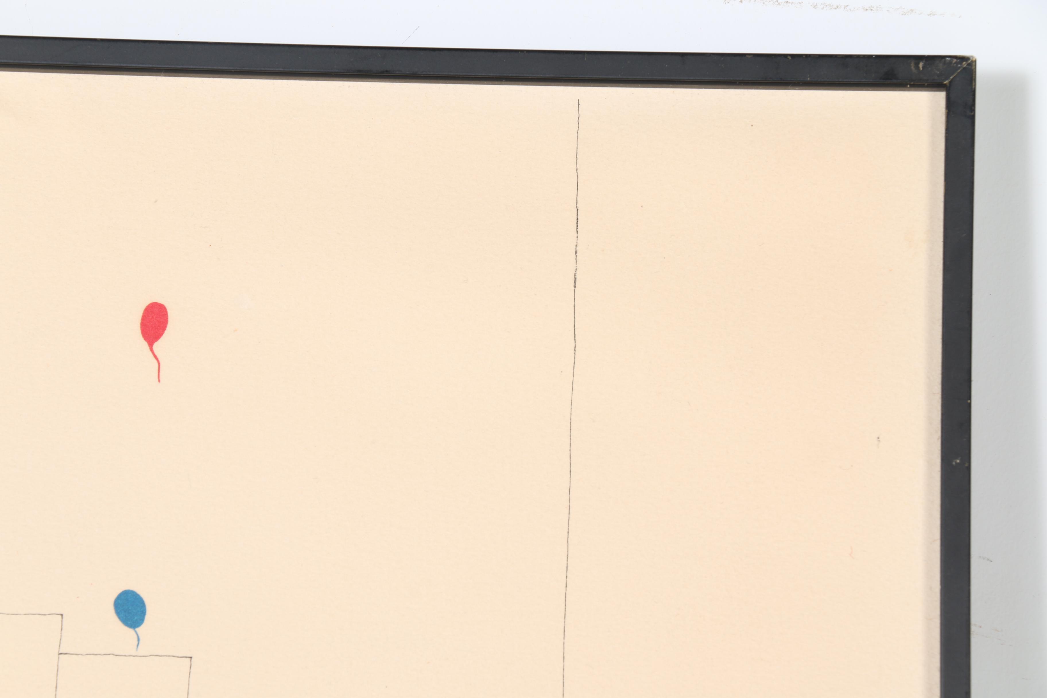 Framed Limited Edition Lithograph of Cityscape with Balloons | EBTH