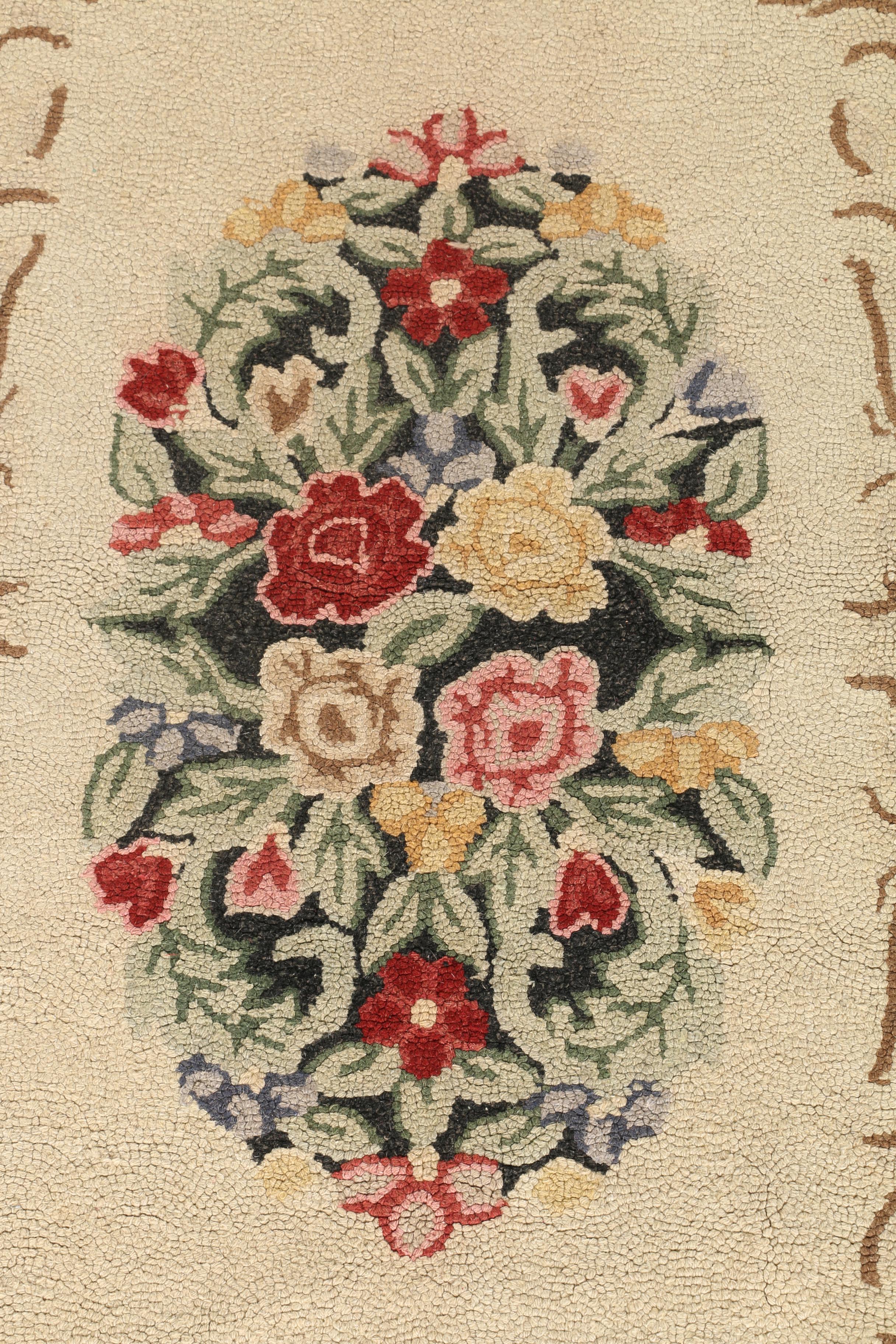 Hand-Hooked Floral Area Rug | EBTH