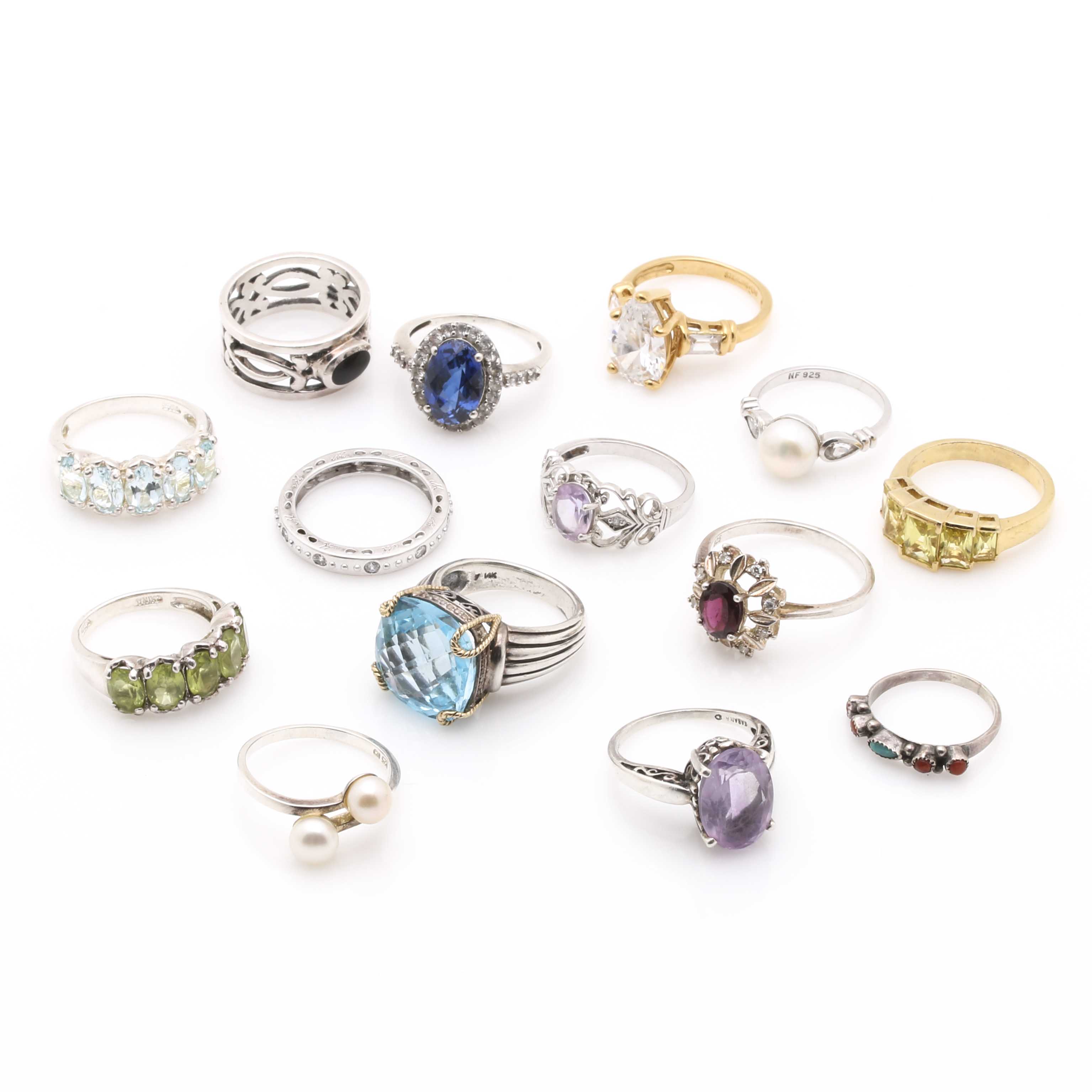 Assorted Sterling Silver Gemstone Ring Collection | EBTH