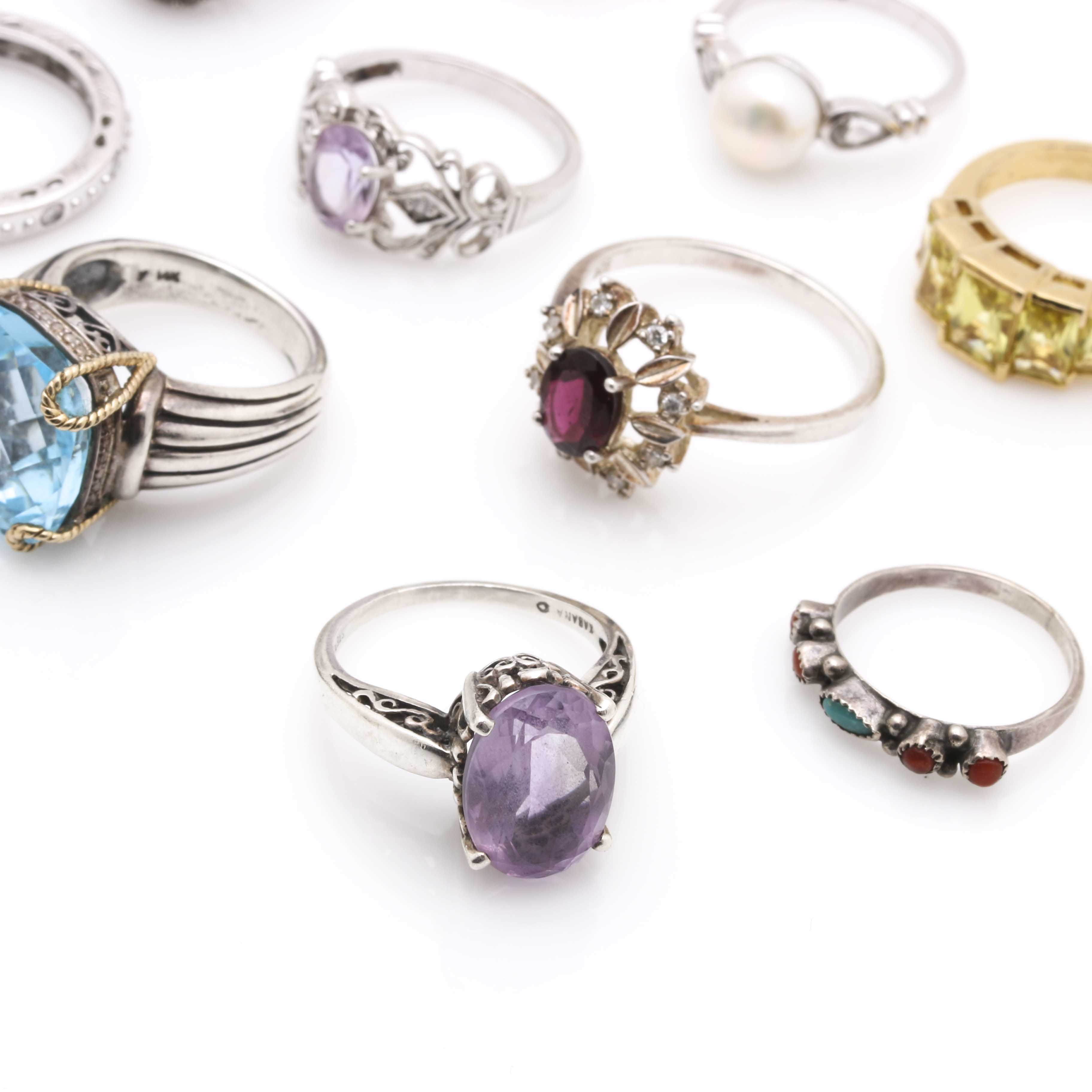 Assorted Sterling Silver Gemstone Ring Collection | EBTH