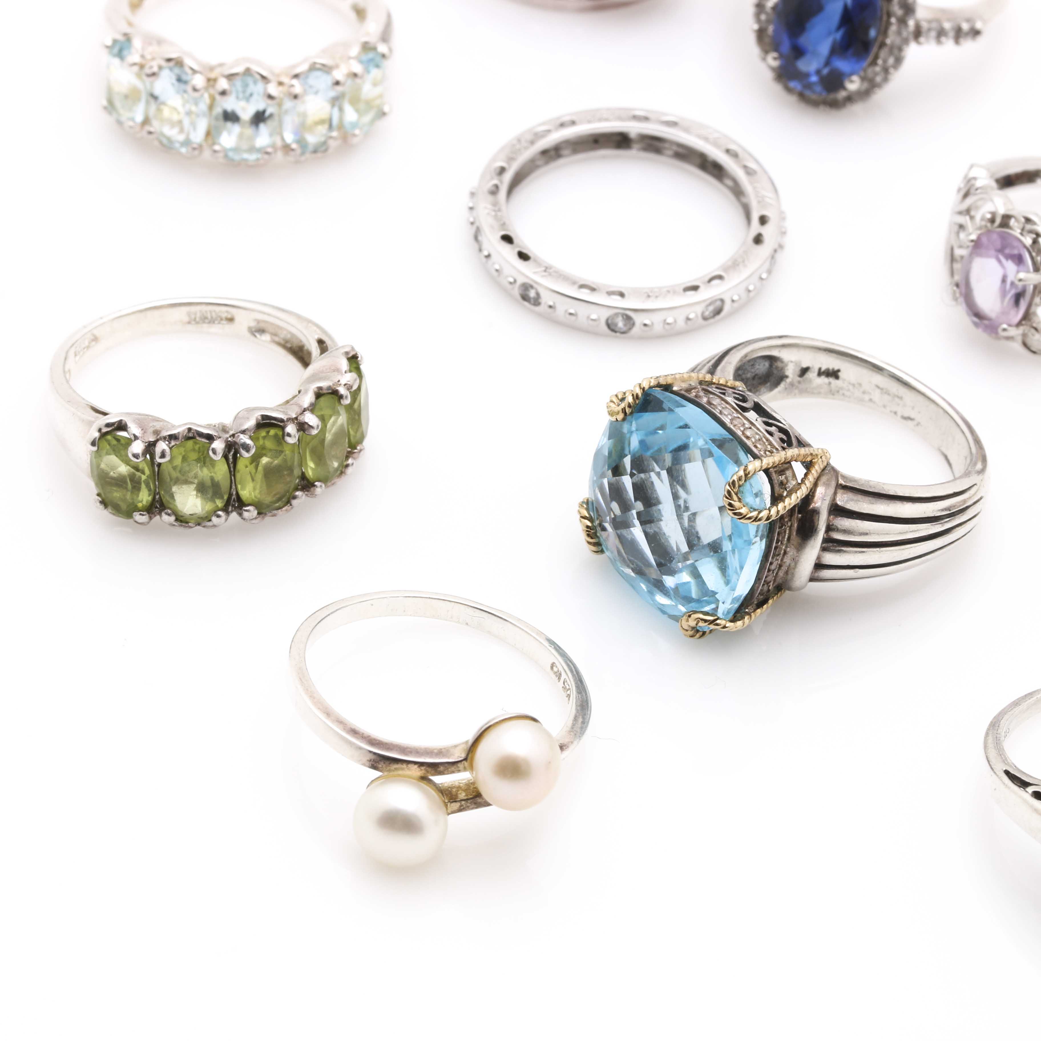 Assorted Sterling Silver Gemstone Ring Collection | EBTH