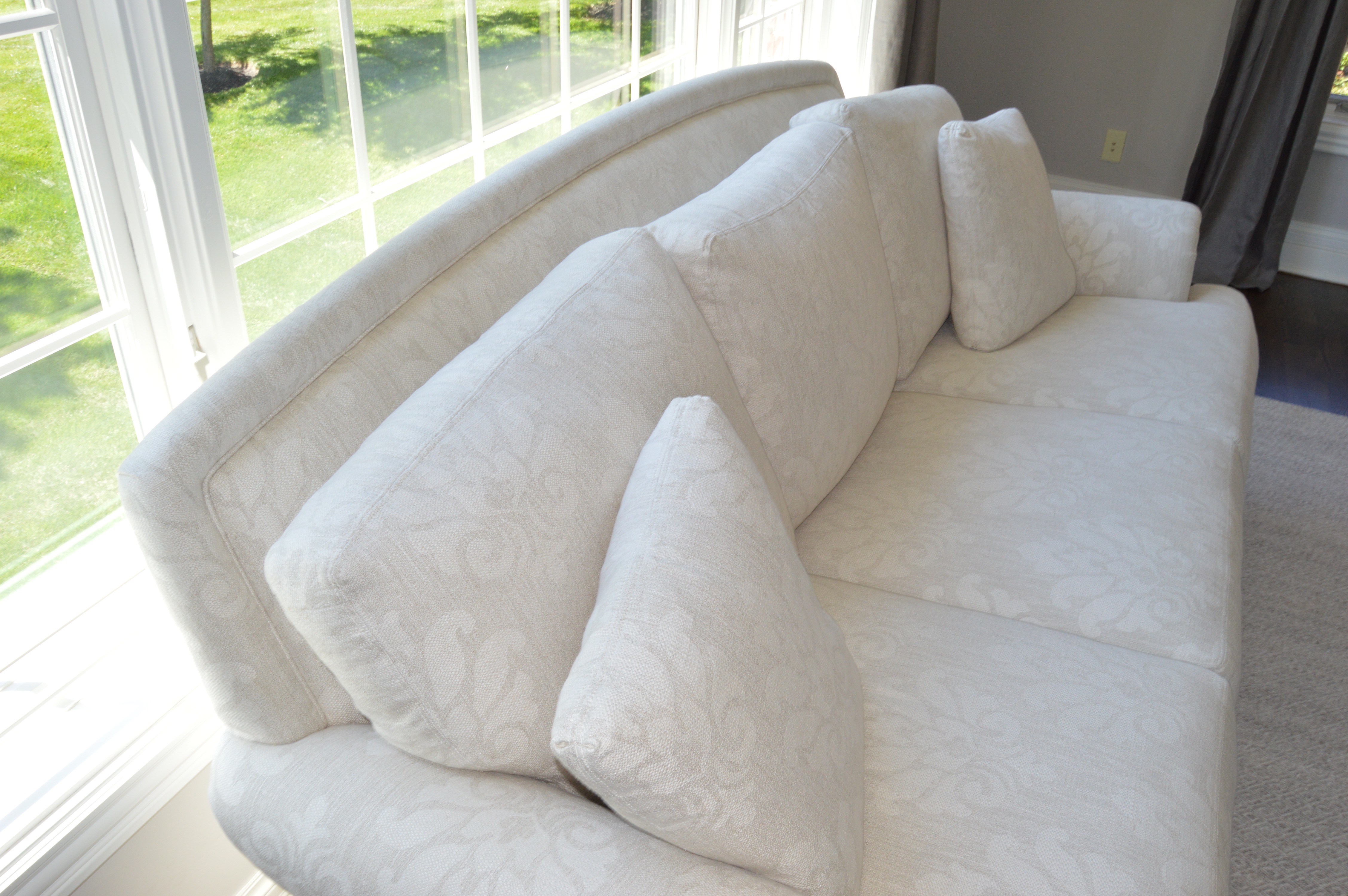 "Hyde" Damask Upholstered Sofa by Ethan Allen | EBTH