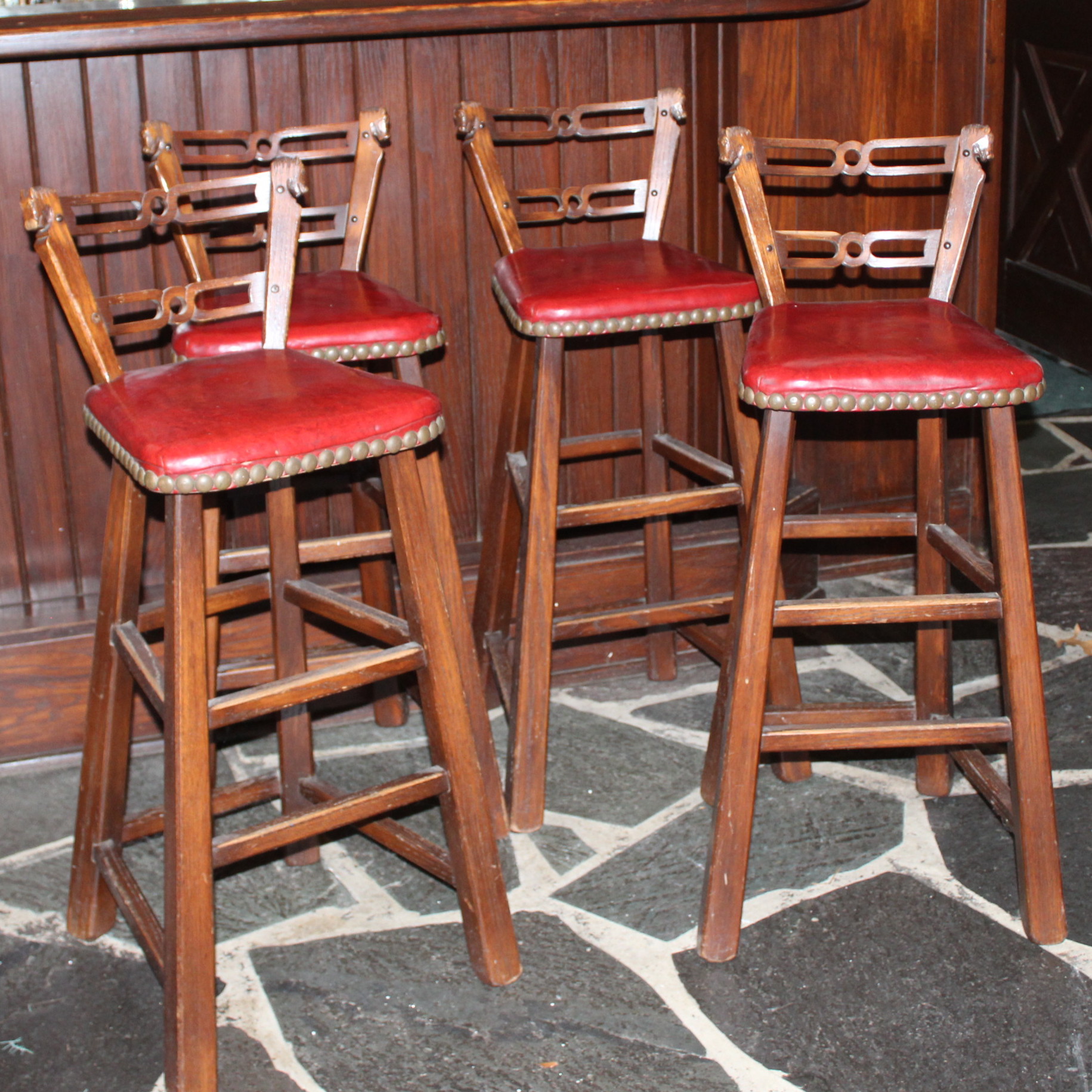 Vintage Romweber Viking Oak Bar Stools | EBTH
