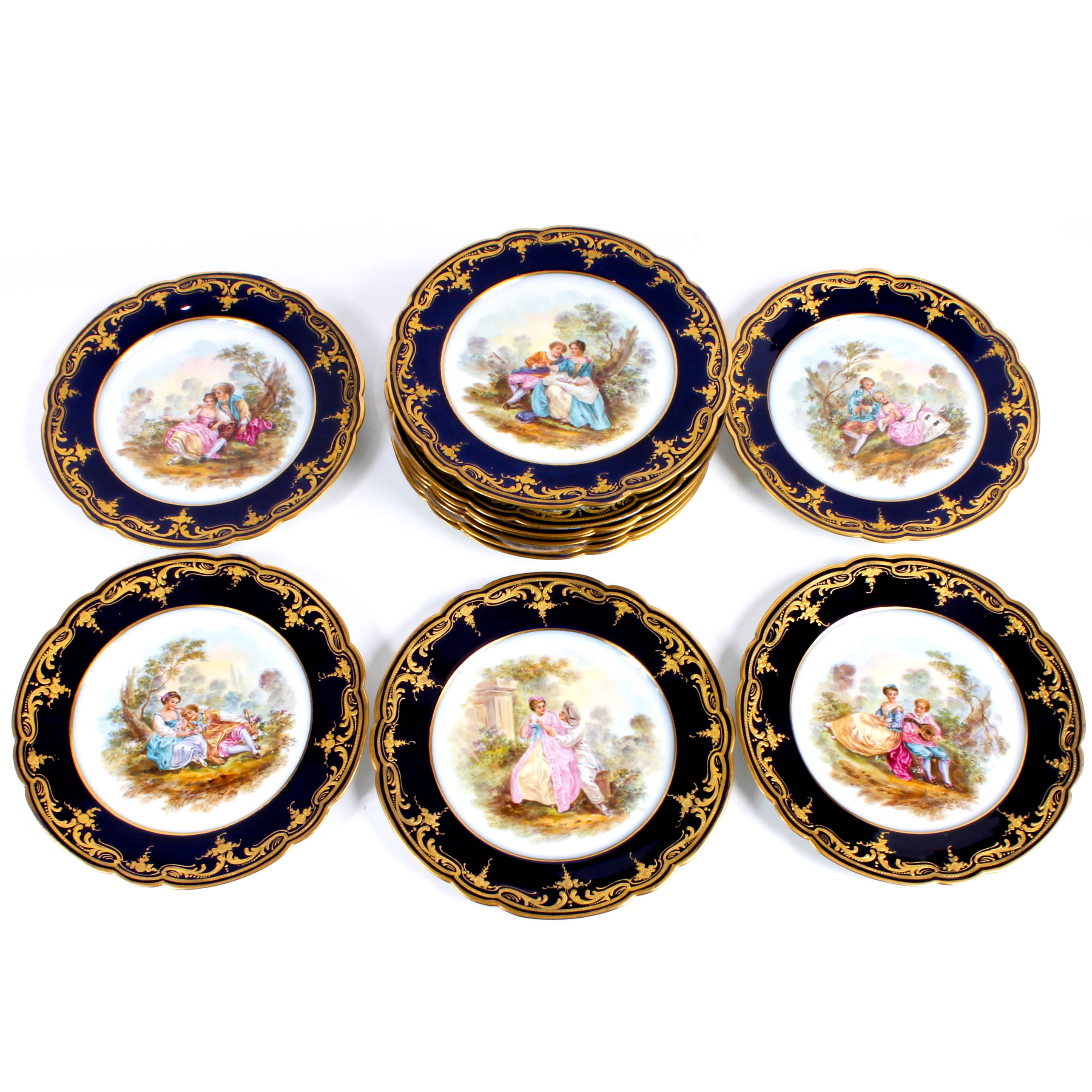 Twelve Painted French Scene China Plates | EBTH