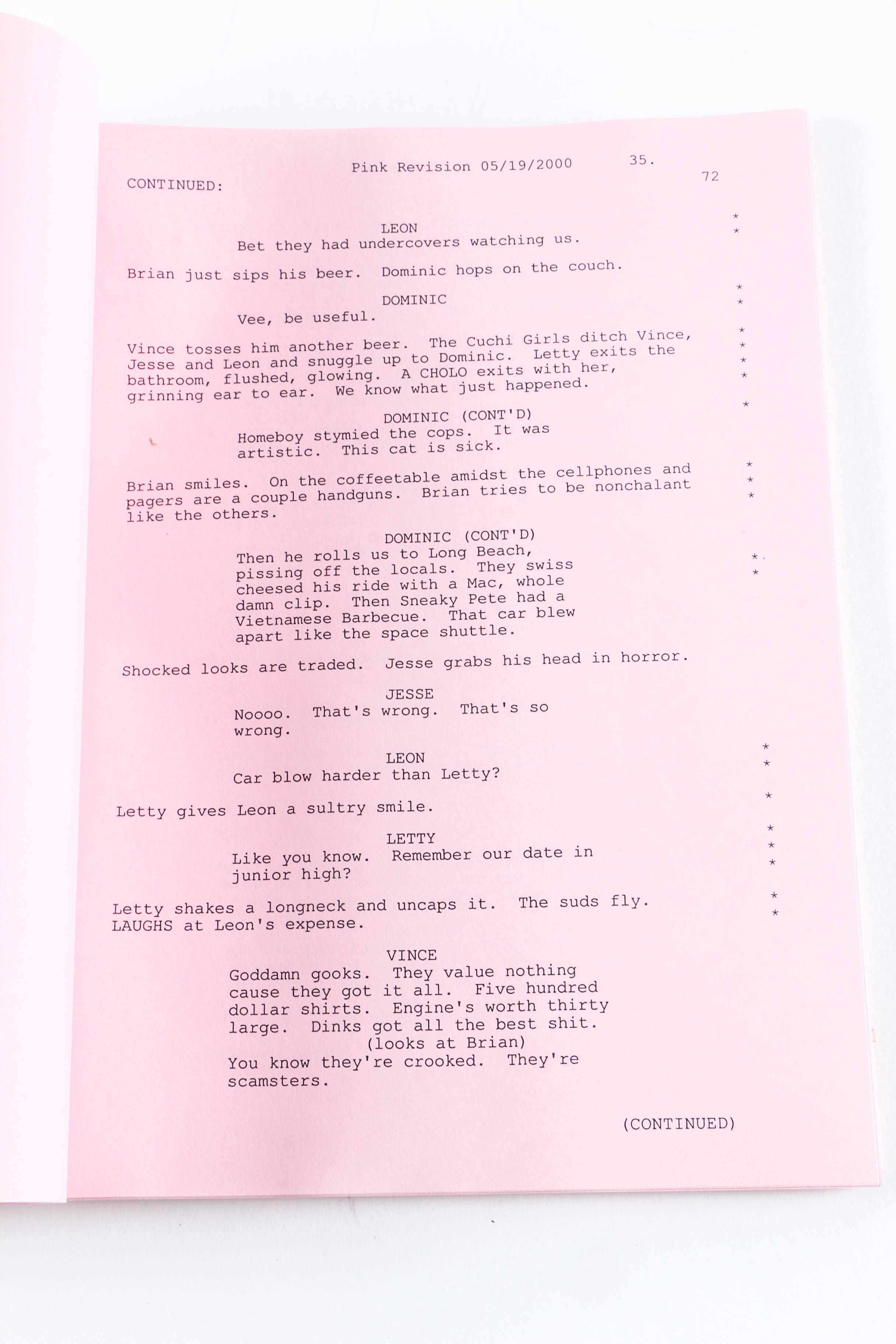 Third Revised "Fast and Furious" Film Script | EBTH