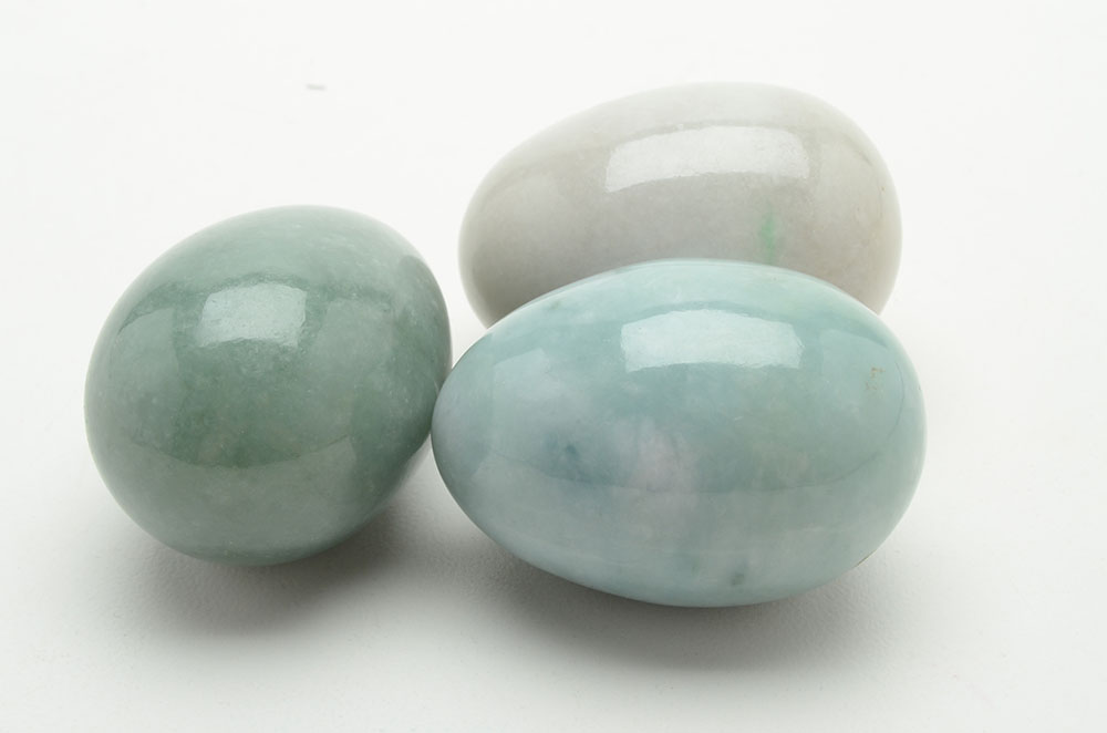 Collection of Three Carved Jadeite Eggs | EBTH