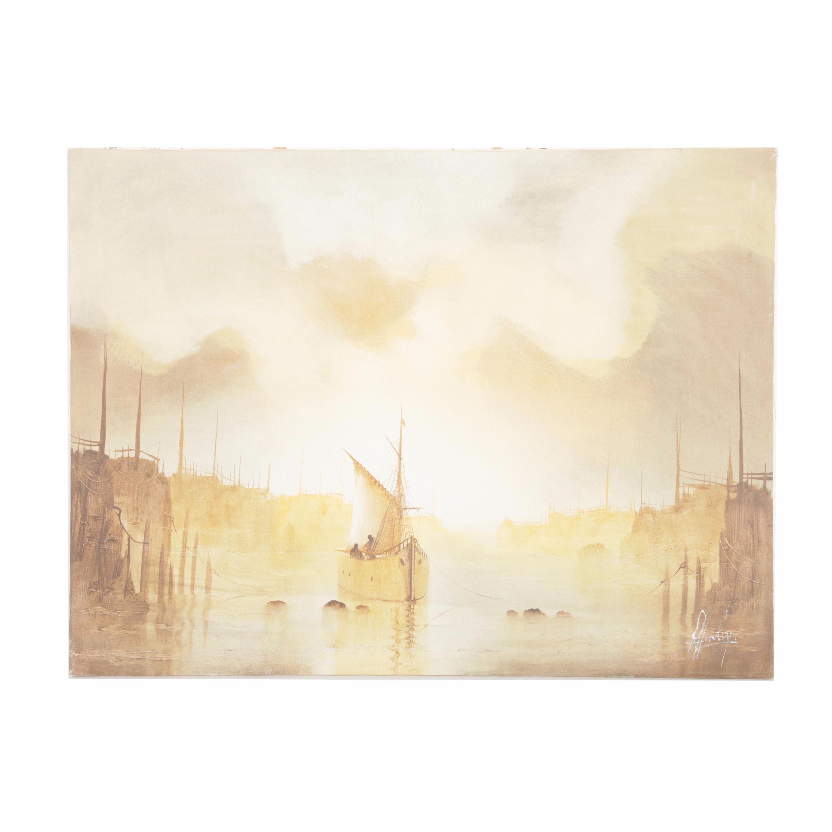 R. Huxley Oil Painting on Canvas "Harbor" | Everything But The House