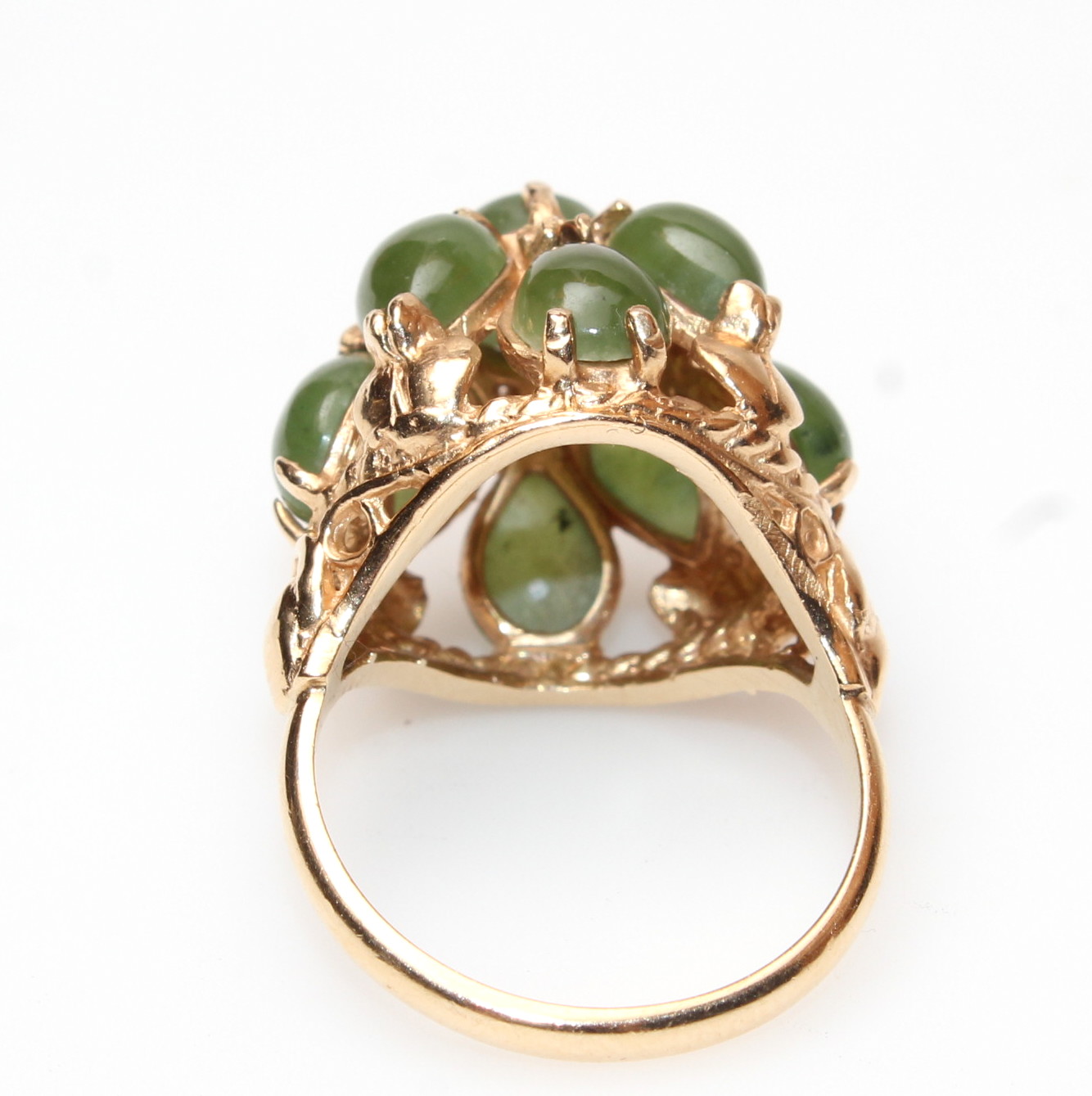 14K Yellow Gold and Nephrite Cluster Ring | EBTH