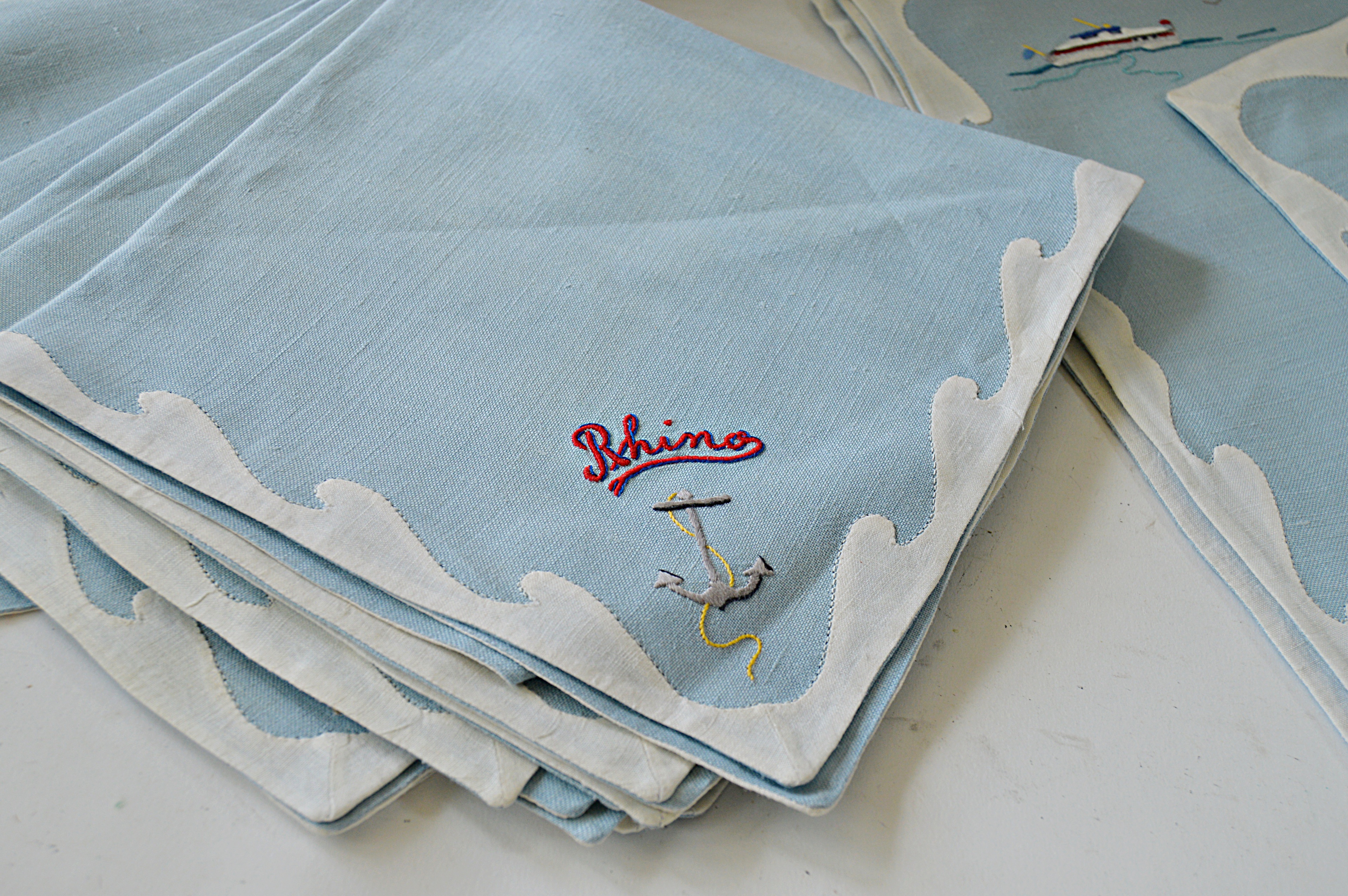 Vintage Custom Table Linens for a Fishing Yacht | EBTH