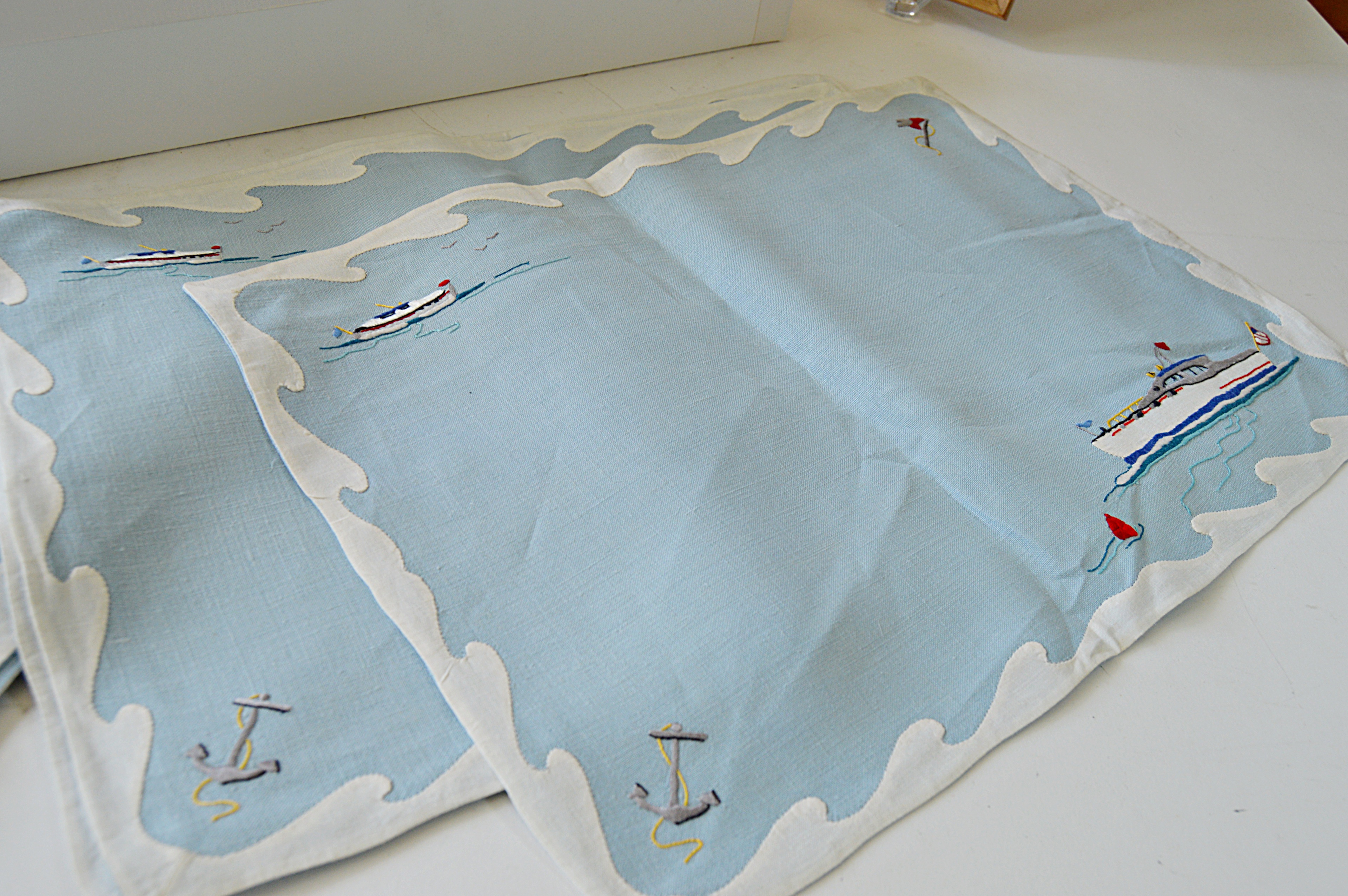 Vintage Custom Table Linens for a Fishing Yacht | EBTH